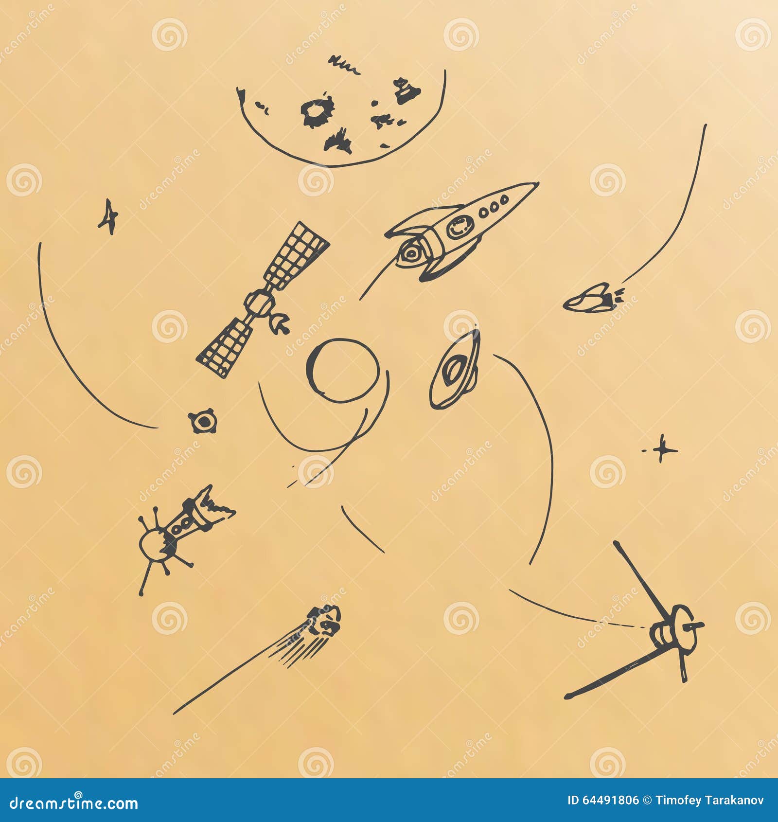 Hand Drawn of Planets Ans Space Objects Stock Vector - Illustration of ...