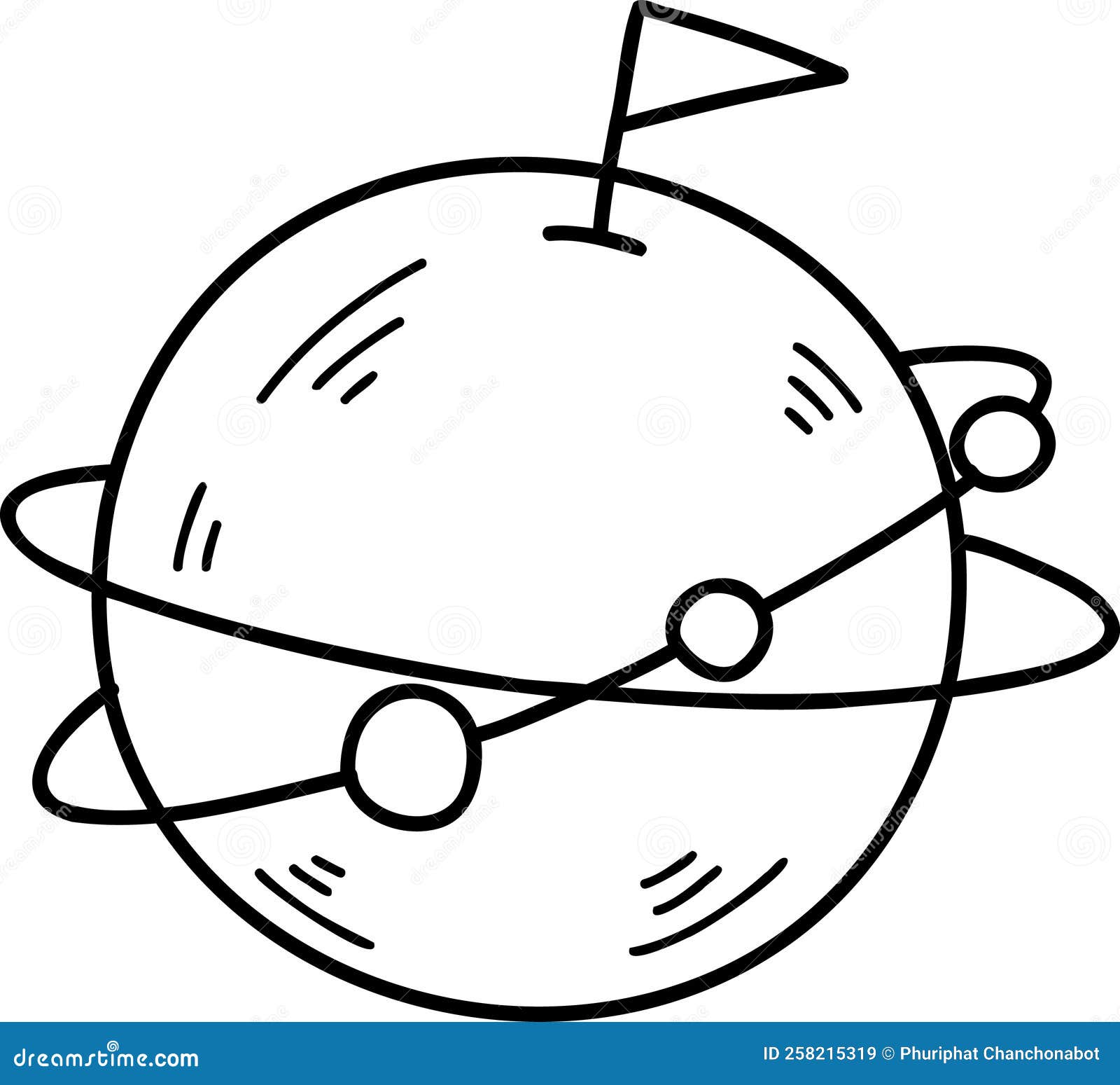 Hand Drawn Planets and Rings Floating in Space Illustration Stock ...