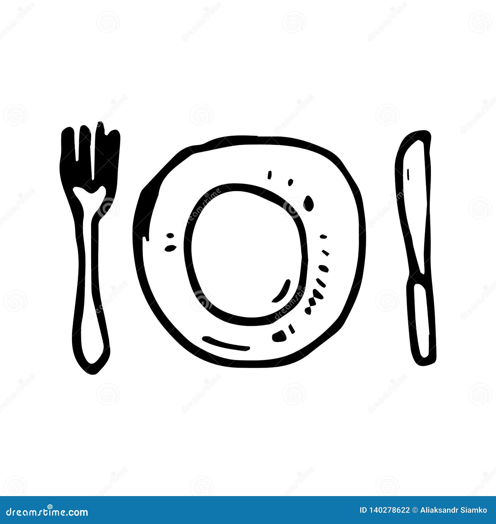 Hand Drawn Plate Dining Doodle. Sketch Style Icon. Decoration Element ...