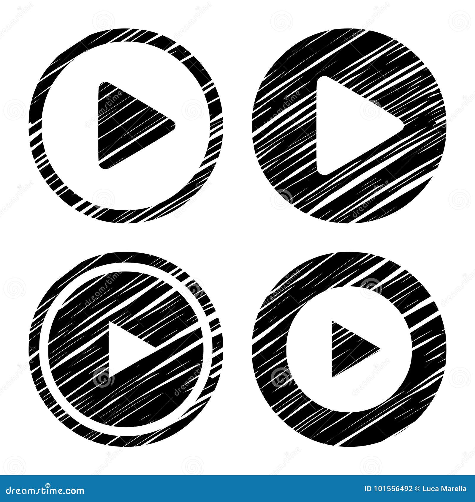 Hand drawn play buttons stock vector. Illustration of doodle - 101556492