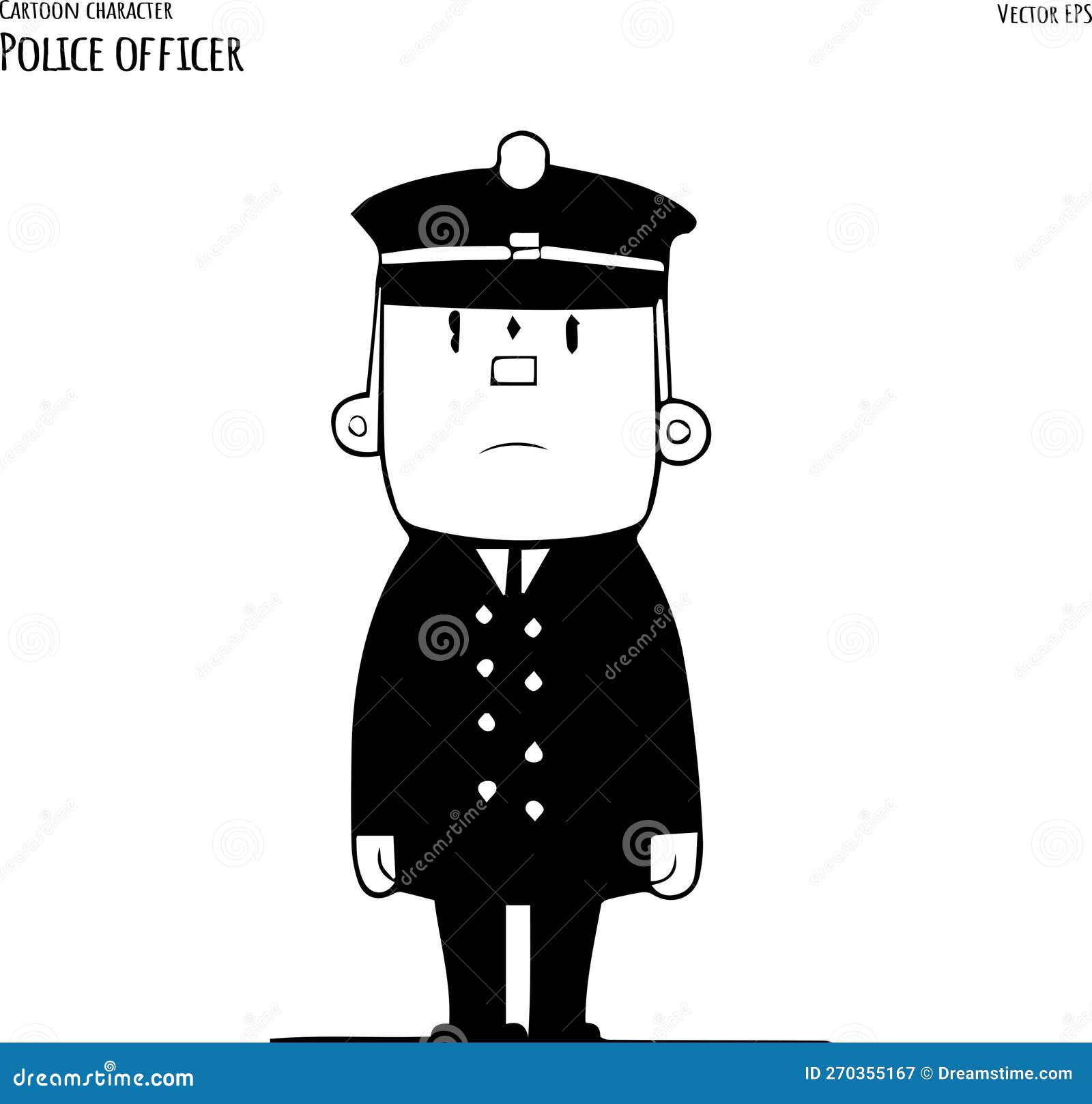 Hand Drawn of Police Officer. Cartoon Vector Illustration Stock Vector ...