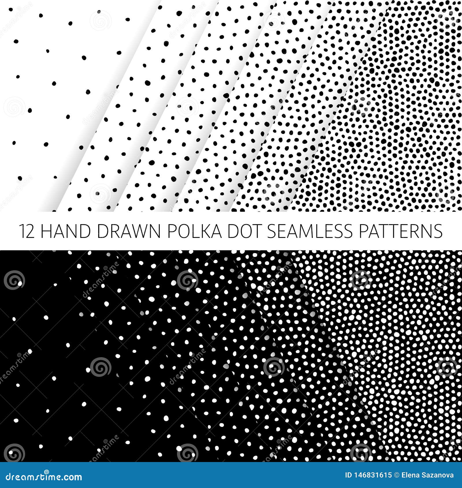 Hand Drawn Polka Dot Patterns Stock Vector - Illustration of monochrome ...