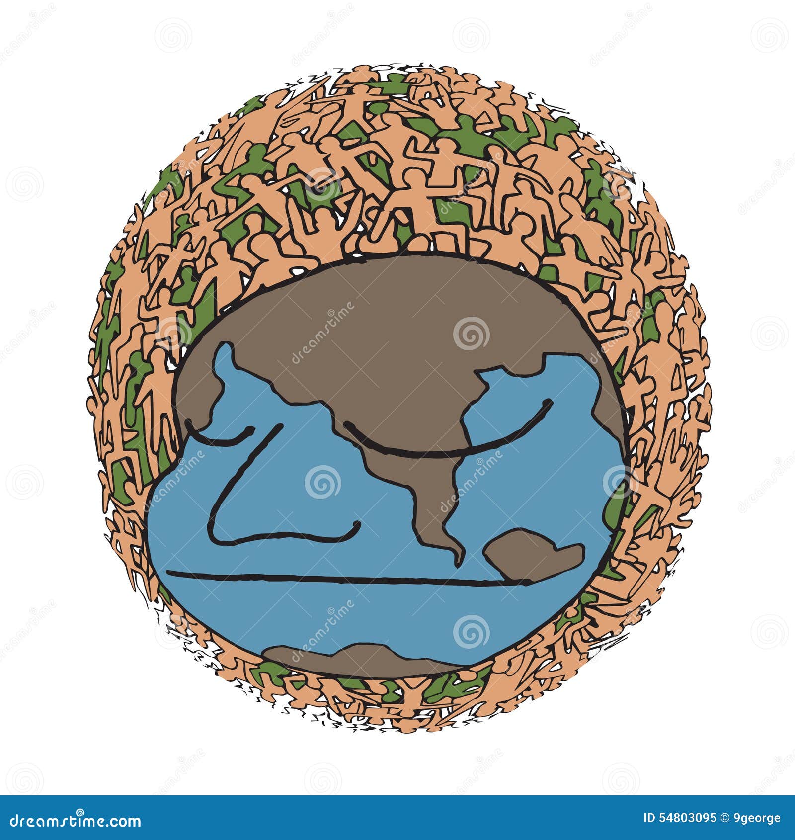Hand Drawn Population of Our World in Colour Stock Vector ...