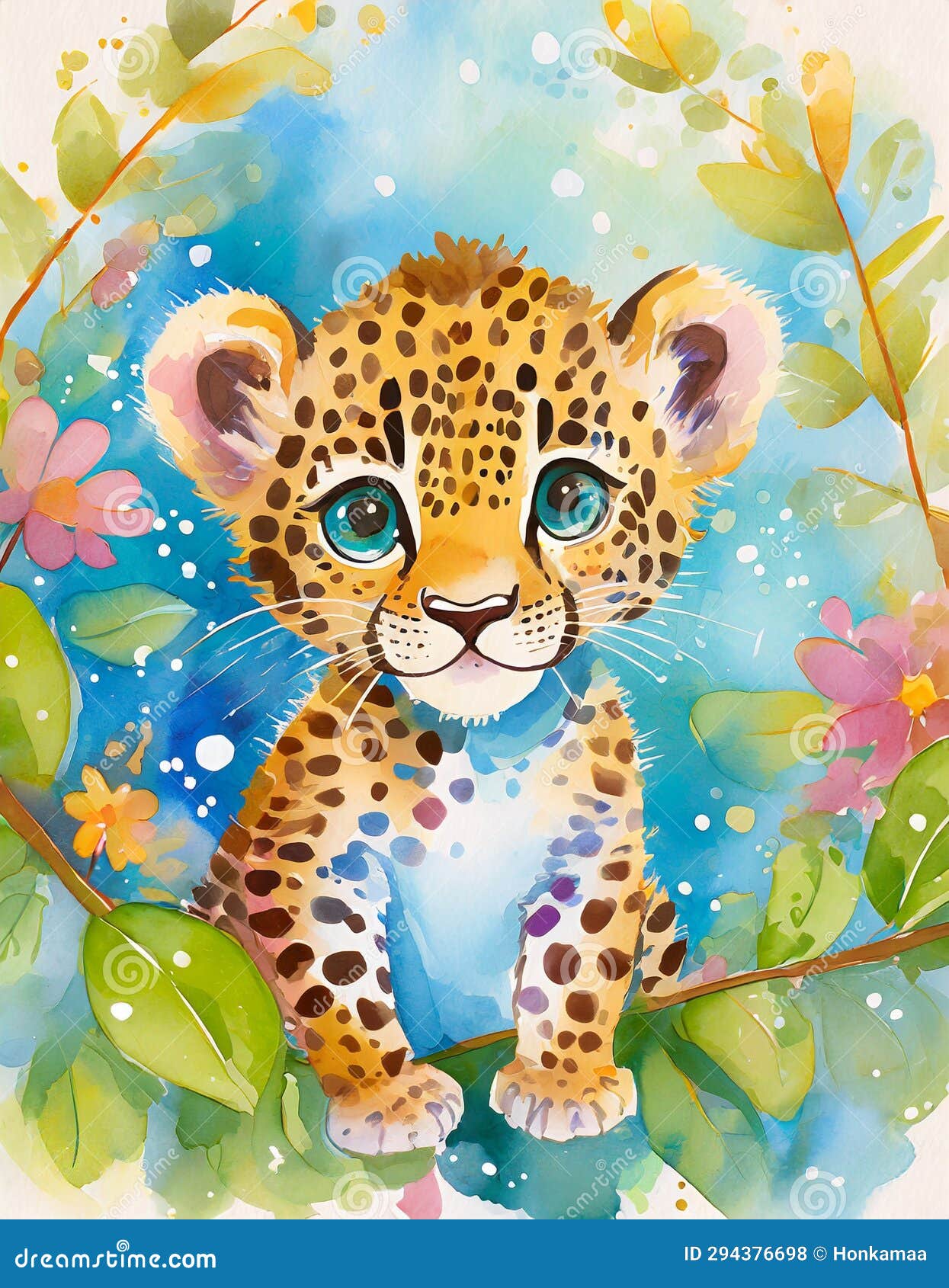 Hand Drawn Portrait of a Cute Leopard Cub. Stock Illustration ...