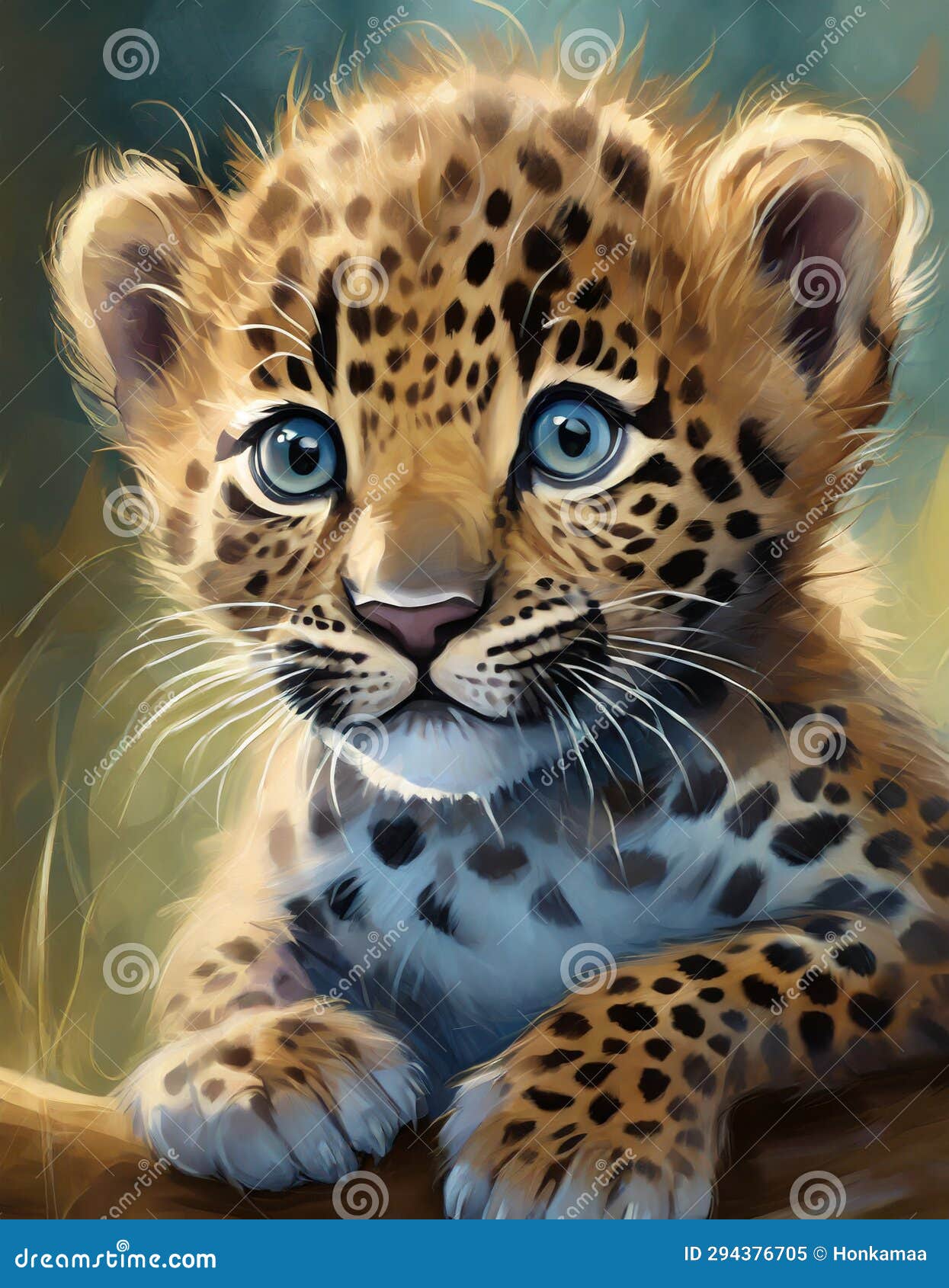 Hand Drawn Portrait of a Cute Leopard Cub. Stock Illustration ...