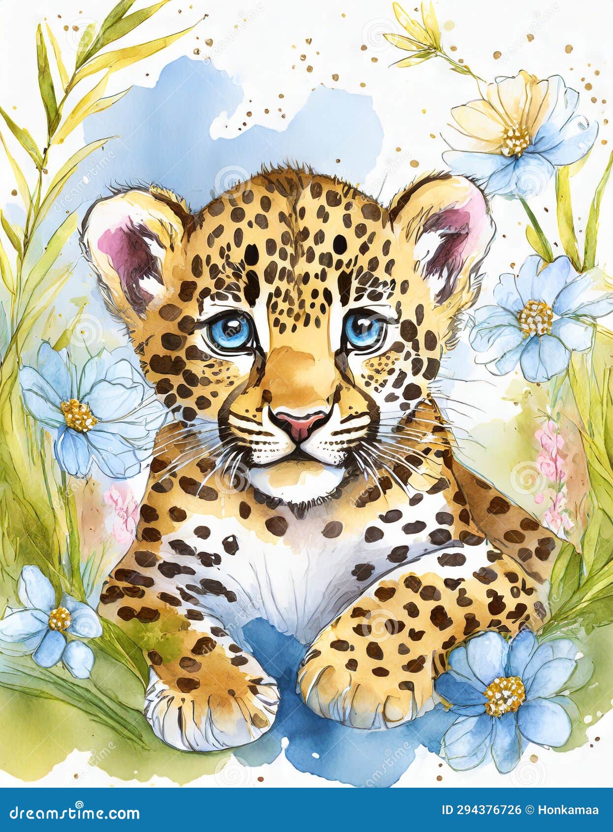 Hand Drawn Portrait of a Cute Leopard Cub. Stock Illustration ...