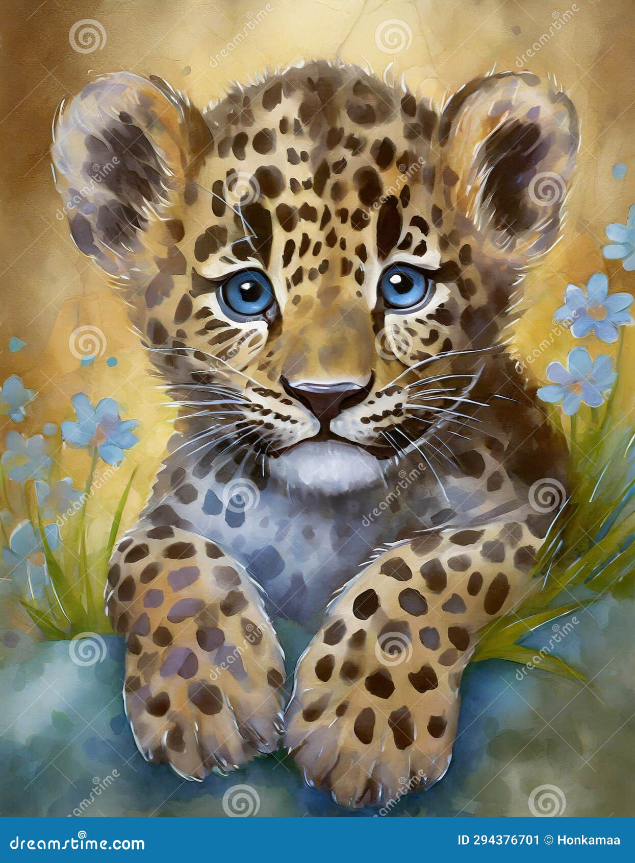 Hand Drawn Portrait of a Cute Leopard Cub. Stock Illustration ...