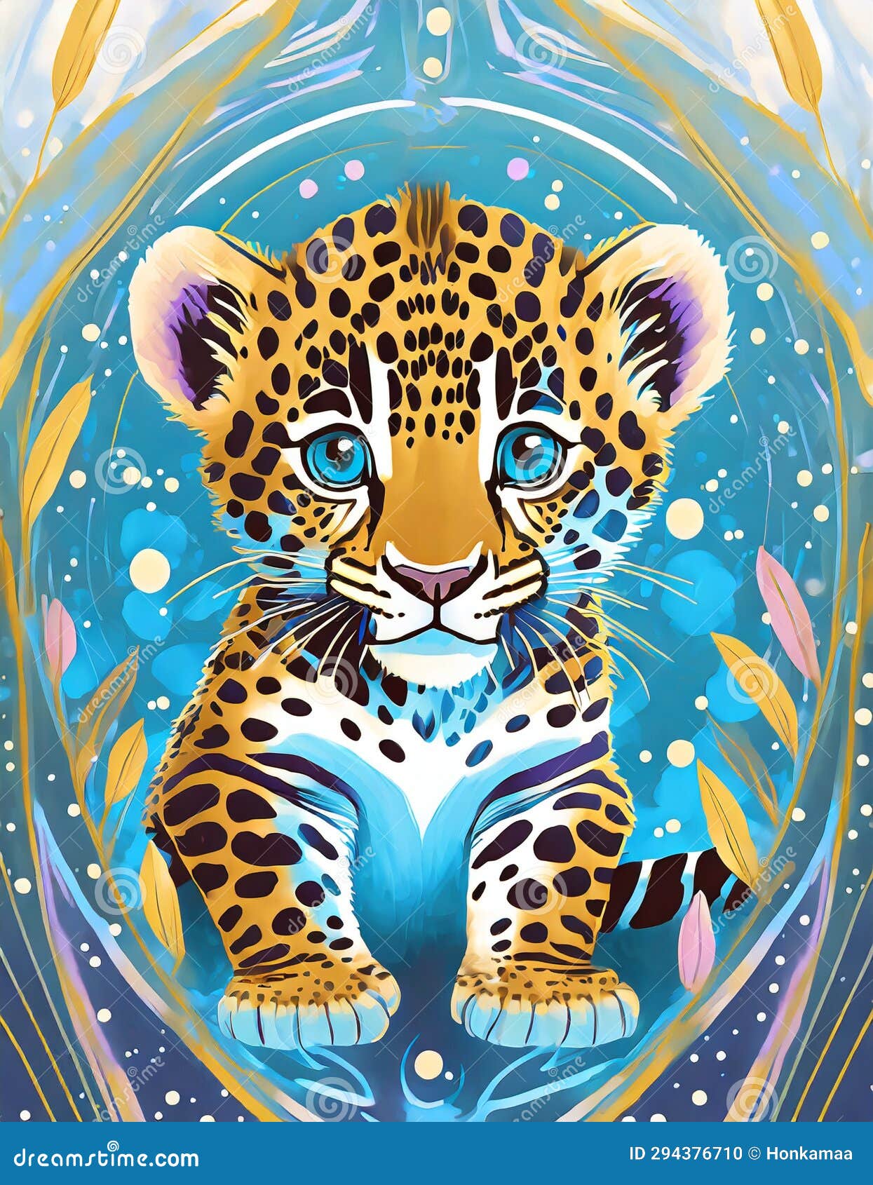 Hand Drawn Portrait of a Cute Leopard Cub. Stock Illustration ...