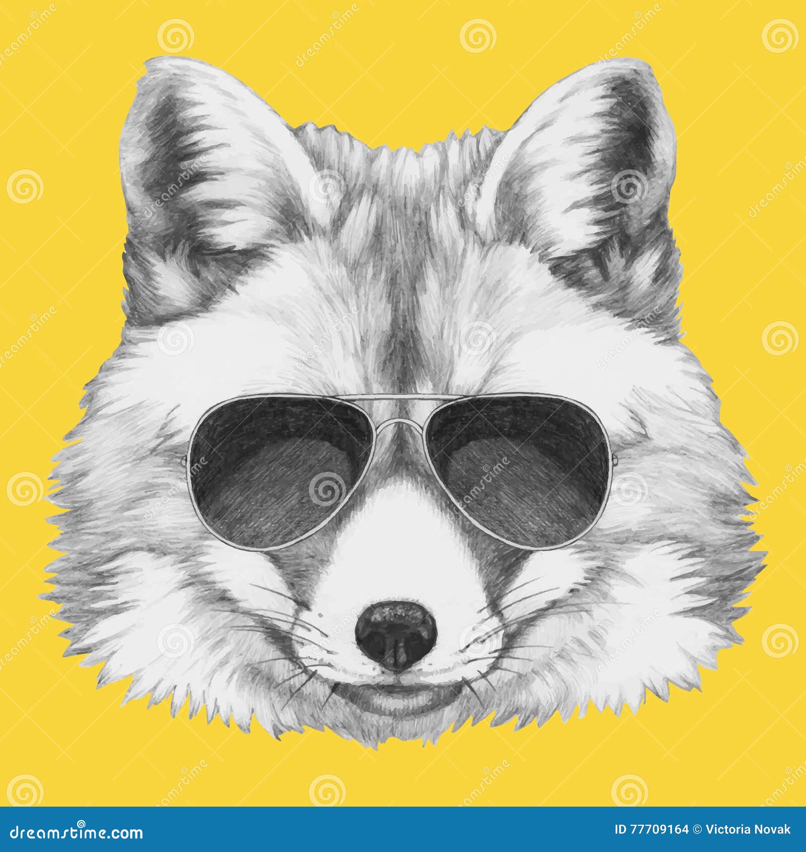 Hand Drawn Portrait of Fox. Stock Vector - Illustration of retro ...