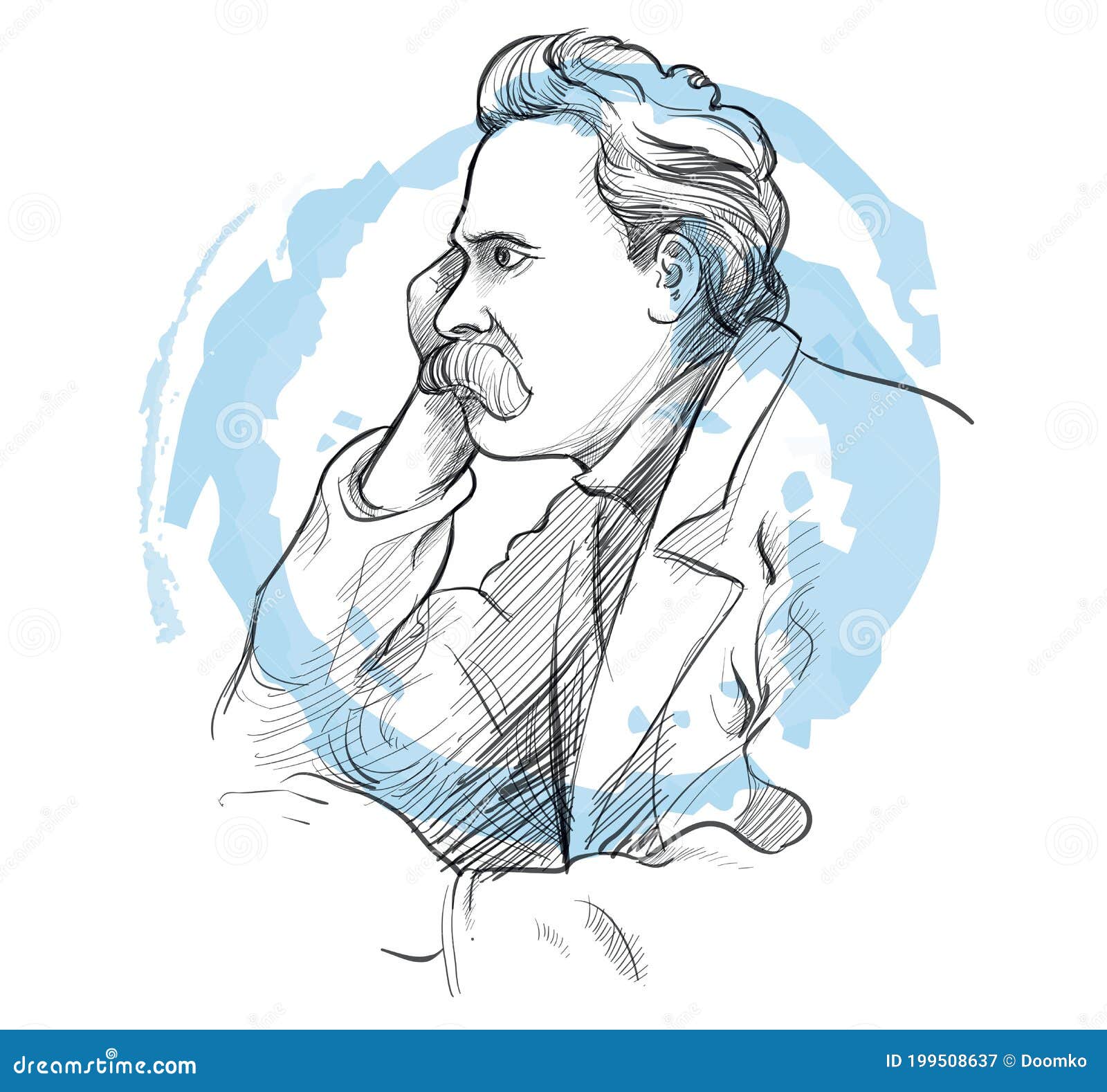Hand Drawn Portrait of Friedrich Nietzsche Editorial Photography ...