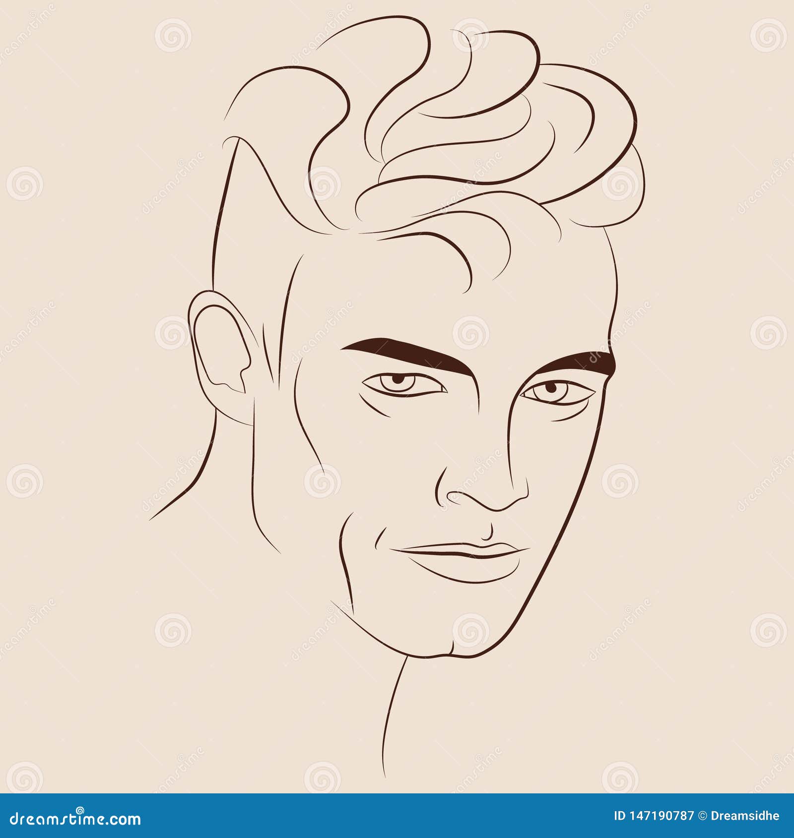 Hand Drawn Portrait of Handsome Man Stock Vector - Illustration of ...