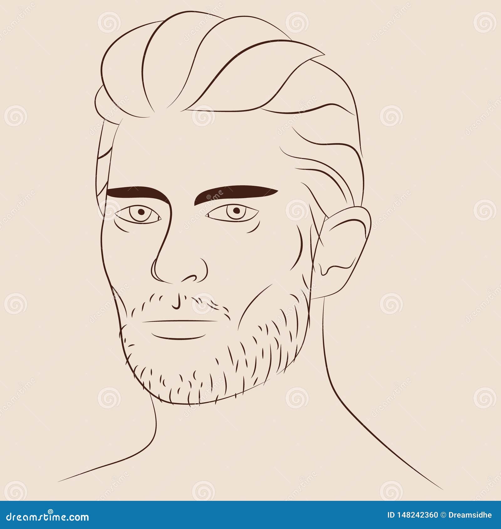 Hand Drawn Portrait of Handsome Man Stock Vector - Illustration of hand ...