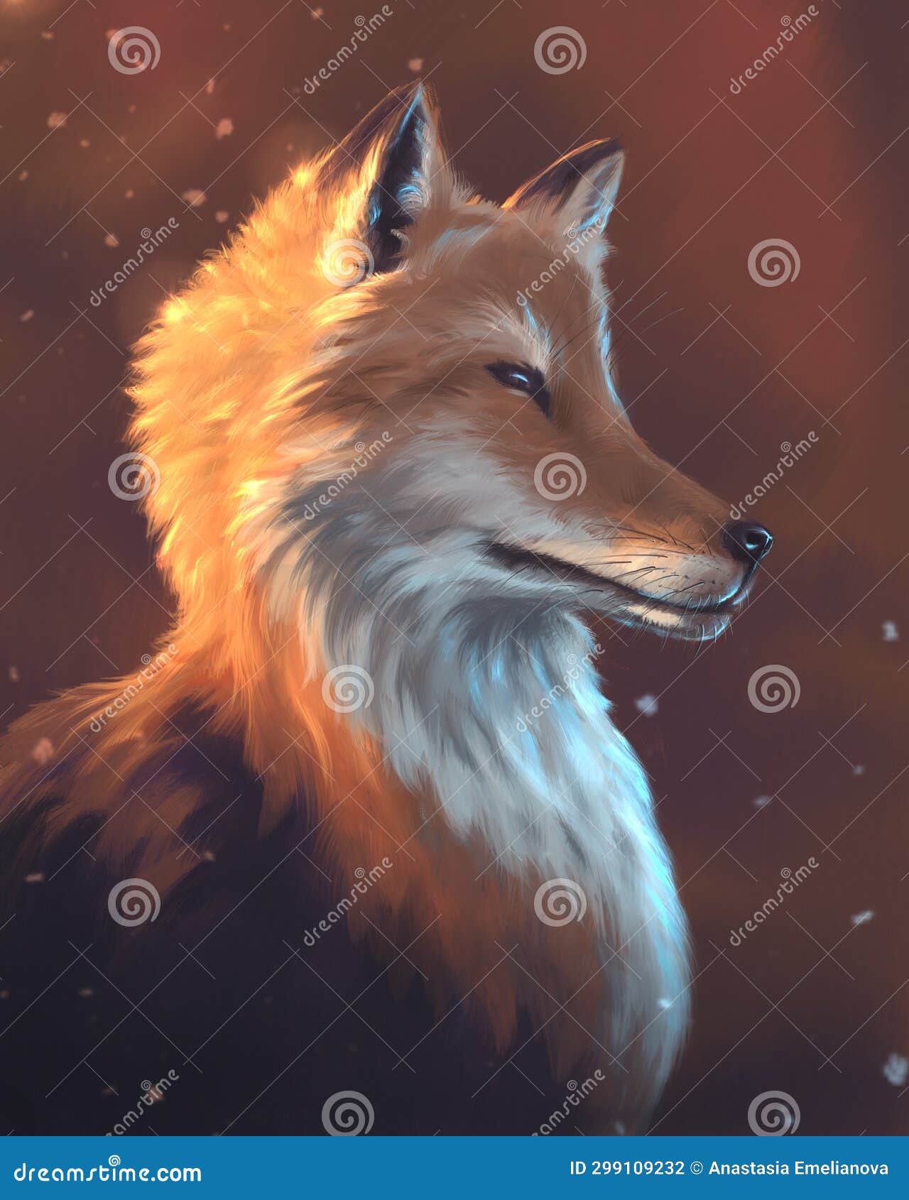 Hand Drawn Portrait of a Red Fox Stock Illustration - Illustration of ...