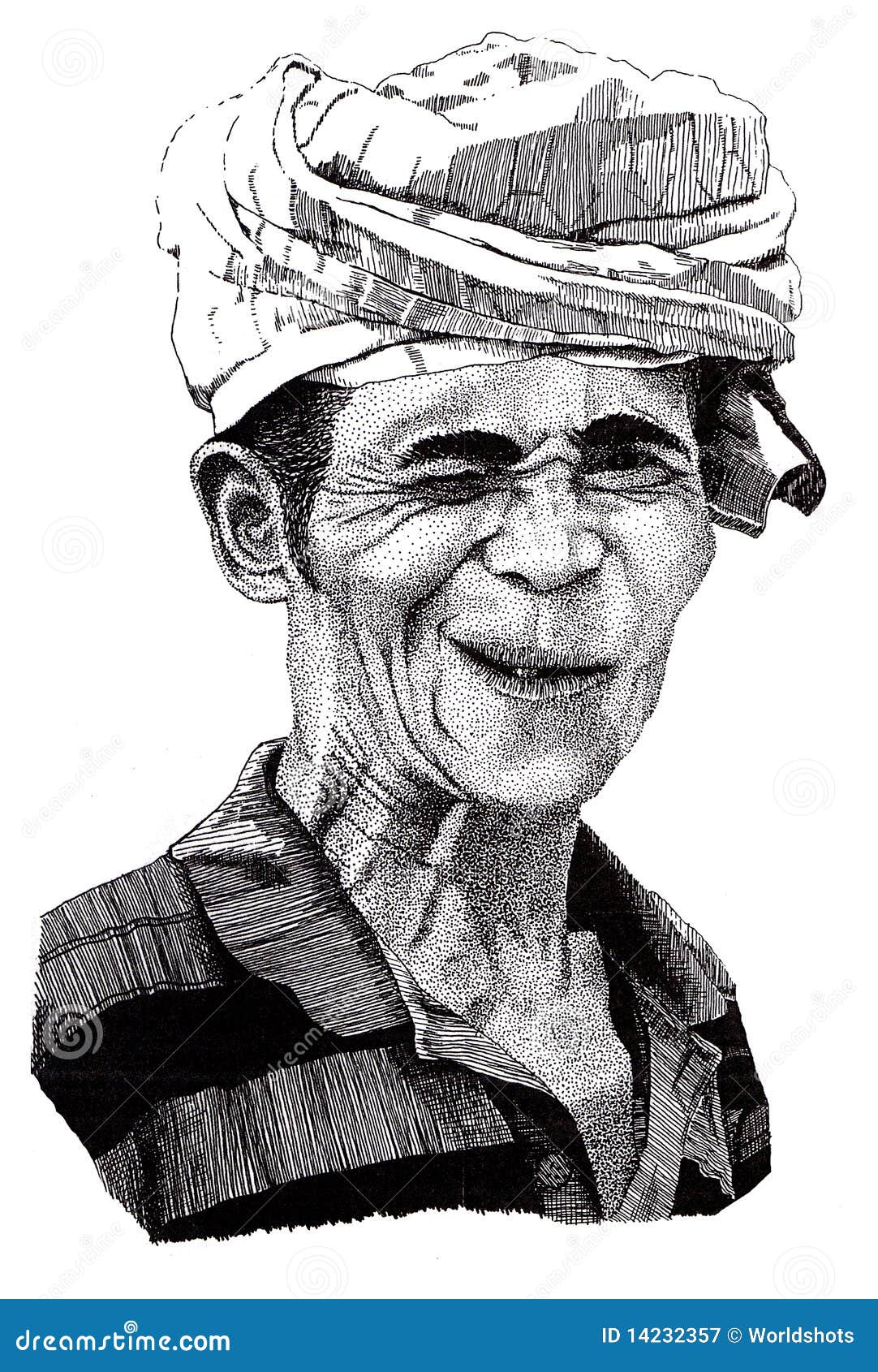 Hand Drawn Portrait Of Winking Man Royalty Free Stock Photography ...