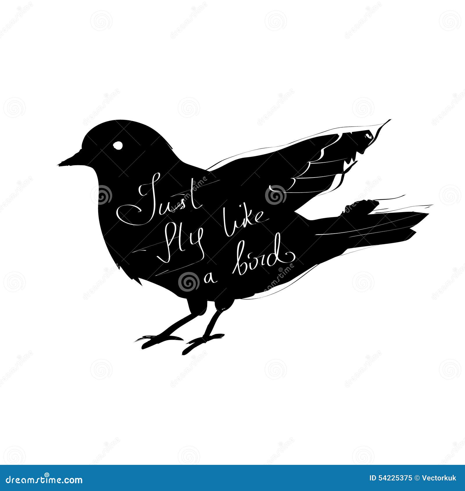 Hand Drawn Poster with Flying Bird. Vector Stock Vector - Illustration ...