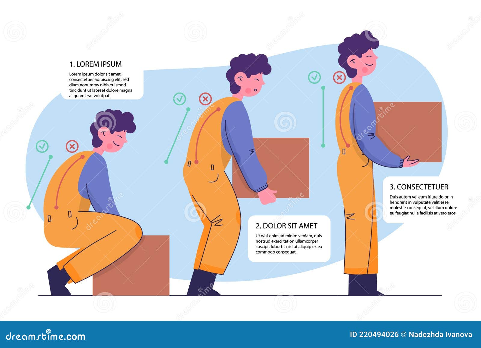 Hand Drawn Posture Correction Infographics Vector Illustration. Stock ...