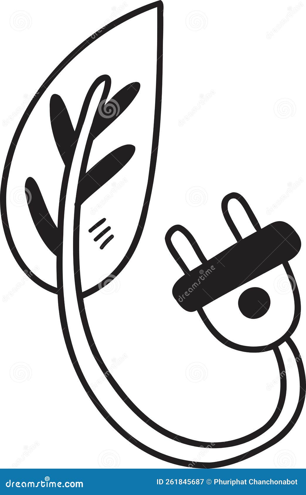 Hand Drawn Power Sockets and Leaves Illustration Stock Vector ...