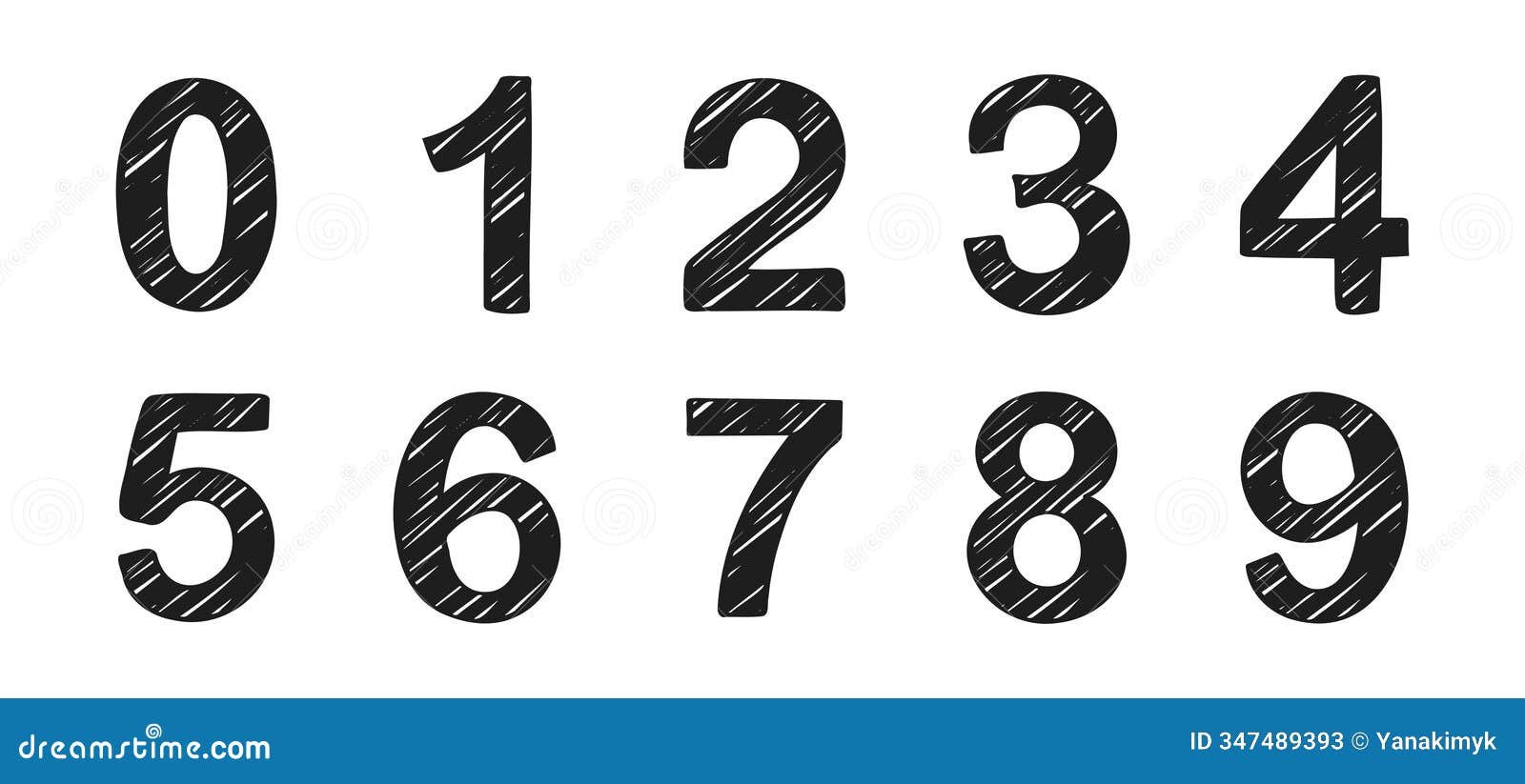 Hand Drawn Printed Black Numbers, Mathematics and Numbers Vector Stock ...