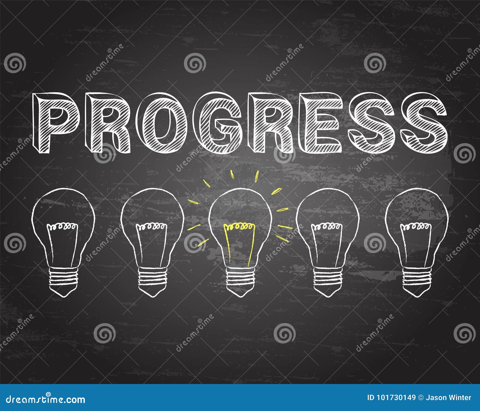 Progress Light Bulb Blackboard Stock Vector - Illustration of change ...