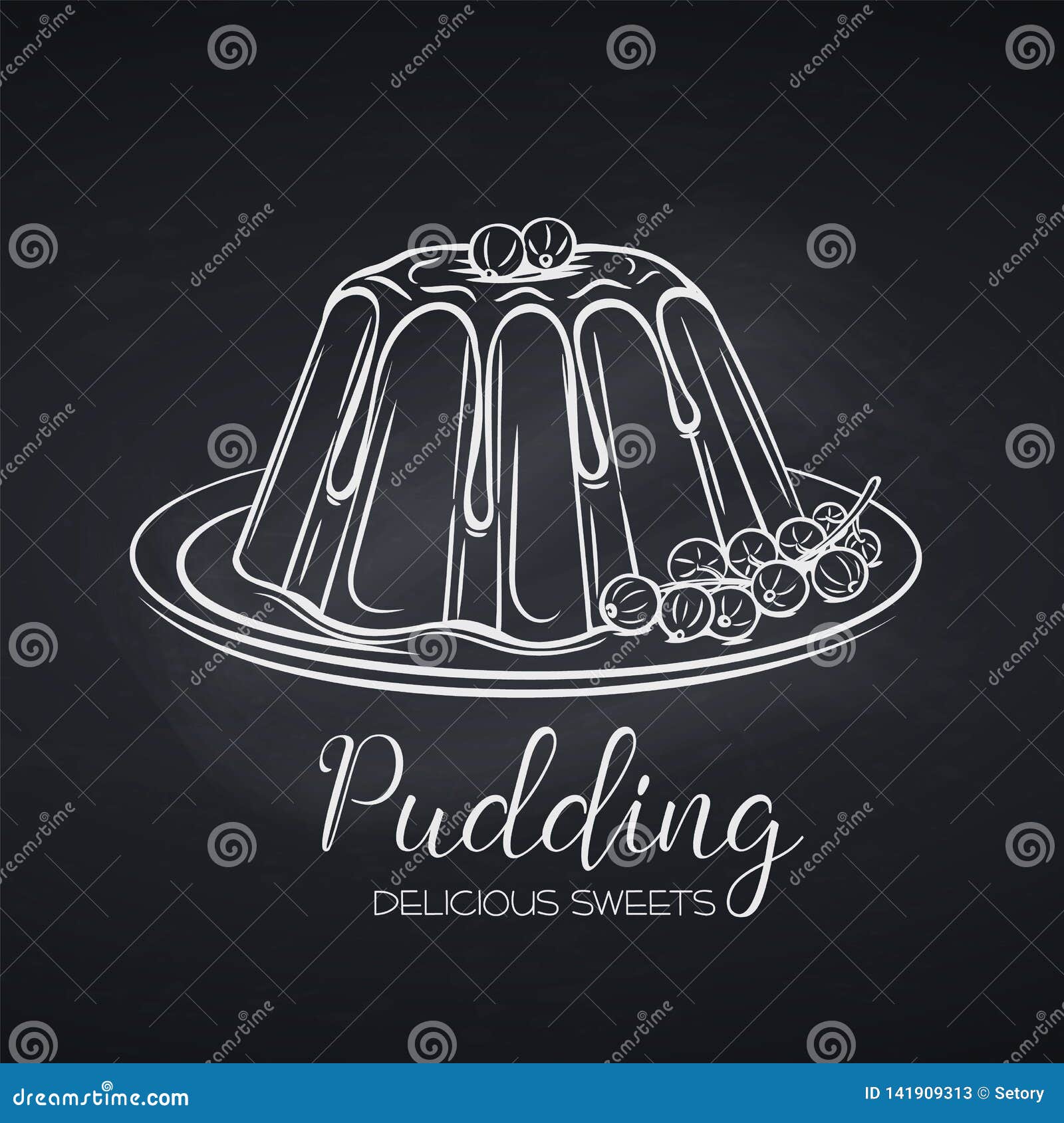 Hand drawn pudding icon stock vector. Illustration of bakery - 141909313