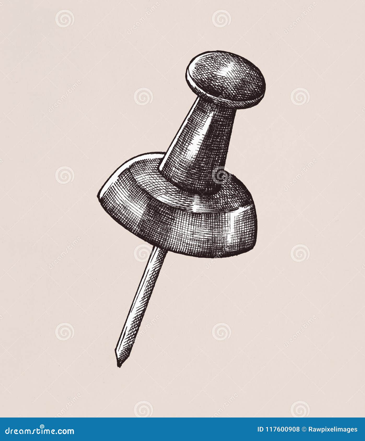 Hand Drawn Push Pin Illustration Stock Illustration - Illustration of ...