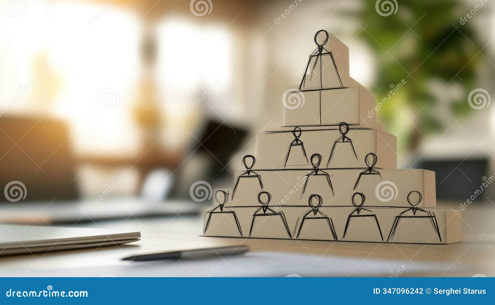 Hand-drawn Pyramid of Figures Symbolizes Teamwork and Organizational ...
