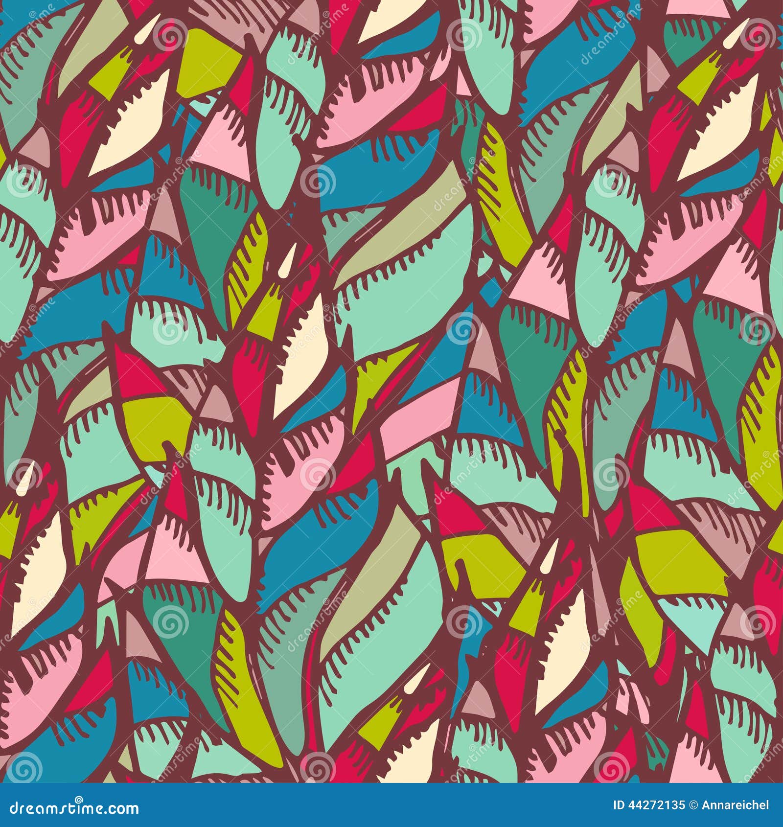 Hand Drawn Quaint Vector Seamless Pattern Stock Vector - Illustration ...