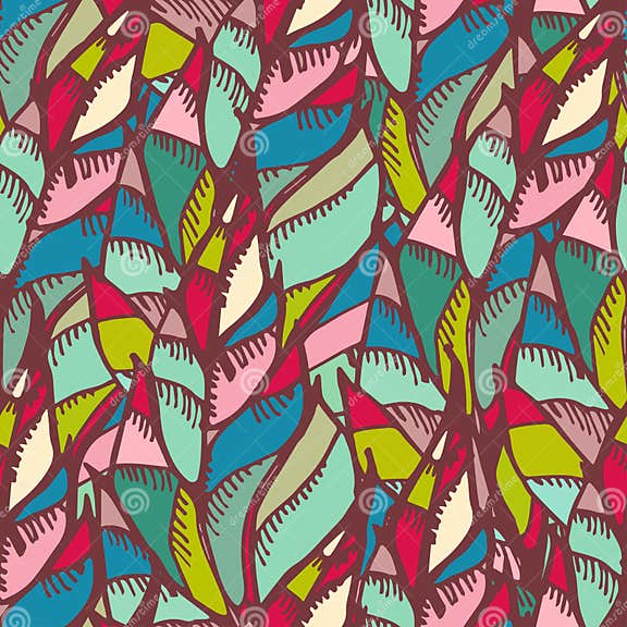 Hand Drawn Quaint Vector Seamless Pattern Stock Vector - Illustration ...