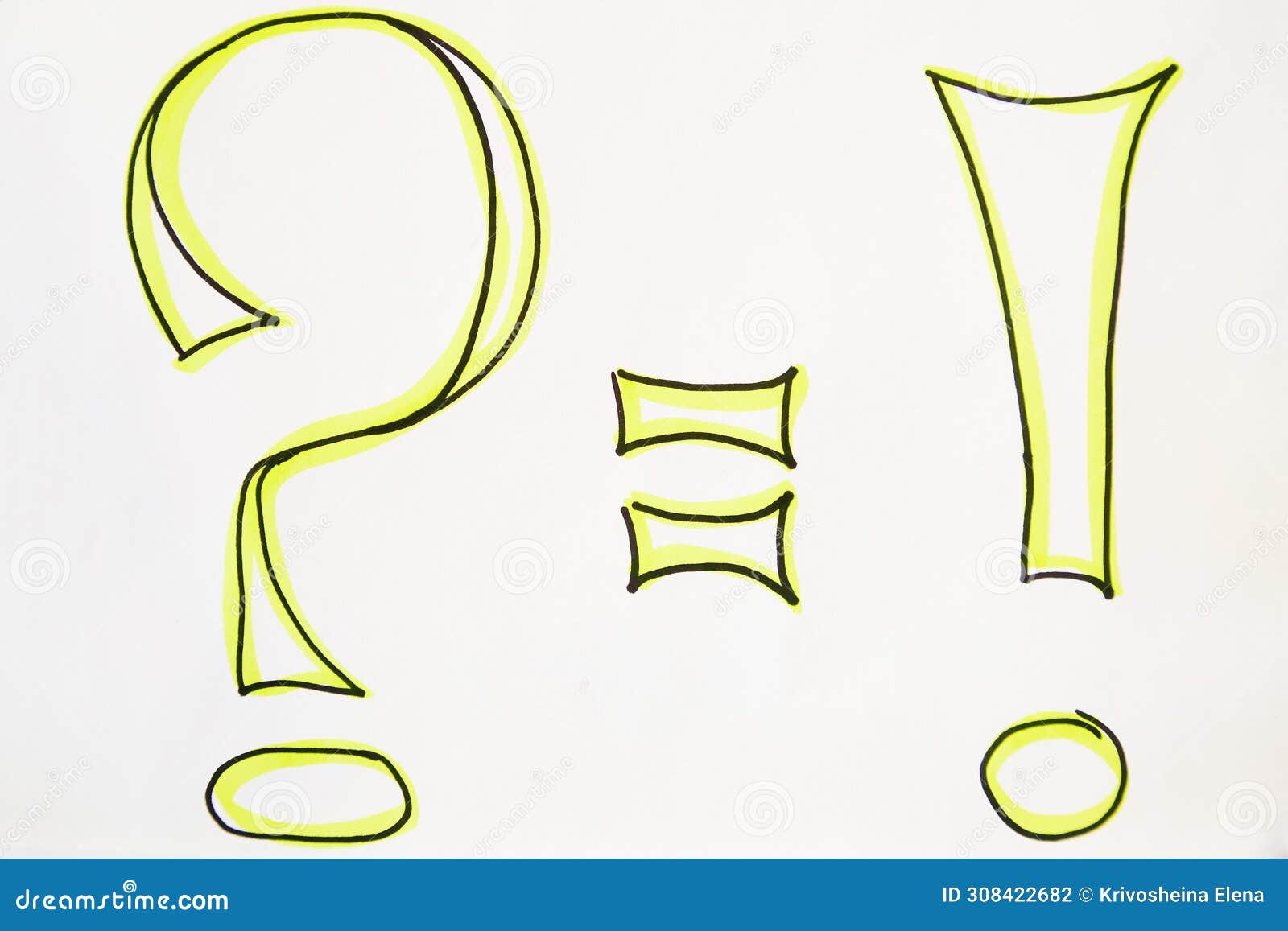 Hand-drawn Question and Exclamation Marks, Boldly Marked in Black on a ...