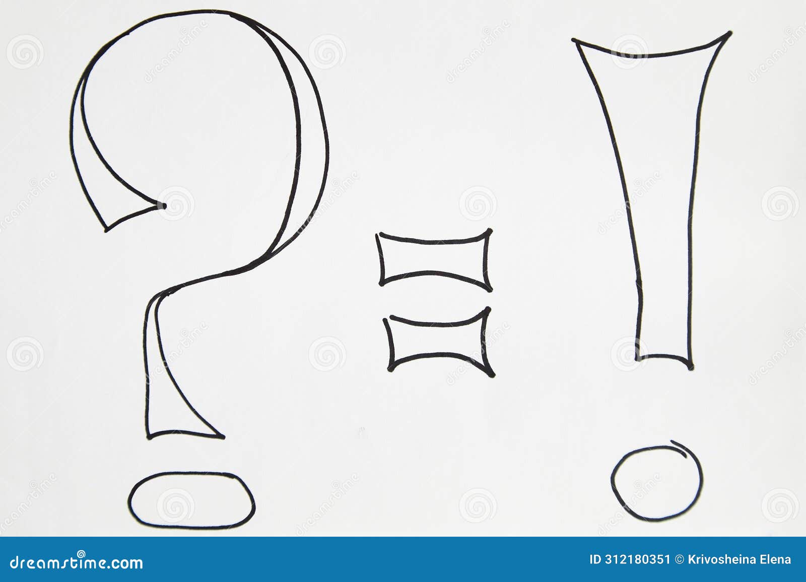 Hand-drawn Question and Exclamation Marks, Boldly Marked in Black on a ...