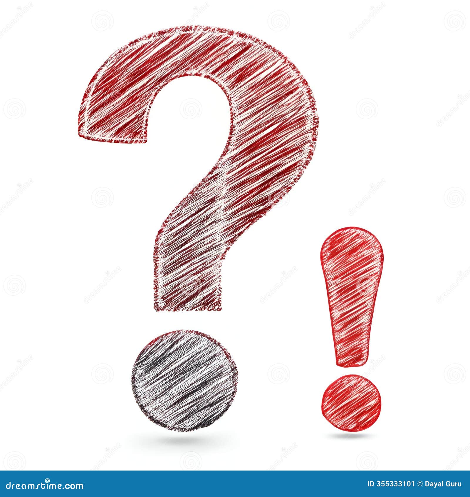 Scribble Question and Exclamation Mark Isolated on White Background ...