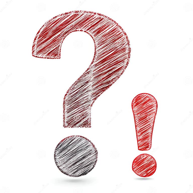 Scribble Question and Exclamation Mark Isolated on White Background ...