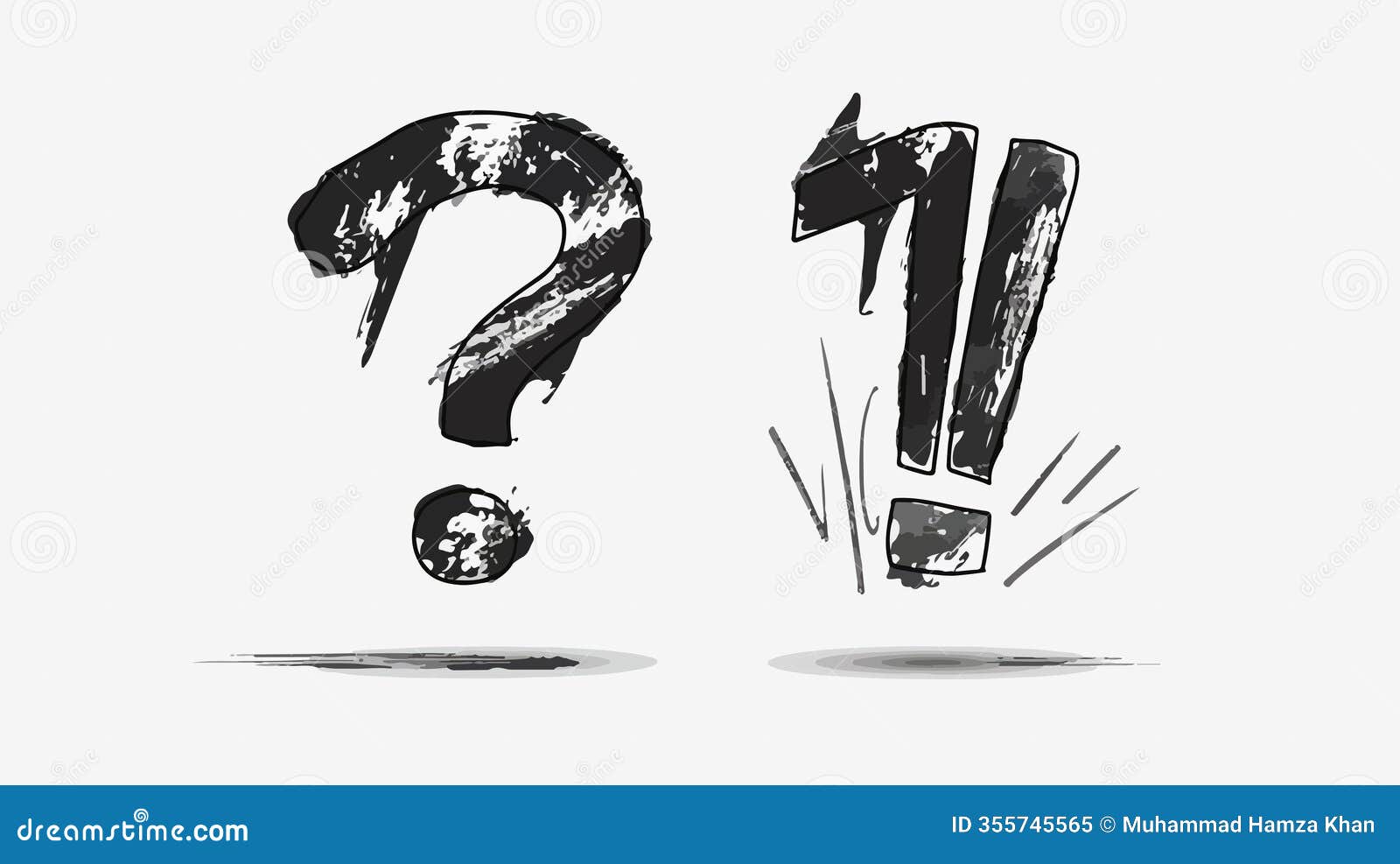 Hand-drawn Question Mark and Exclamation Point Doodle for Creative ...