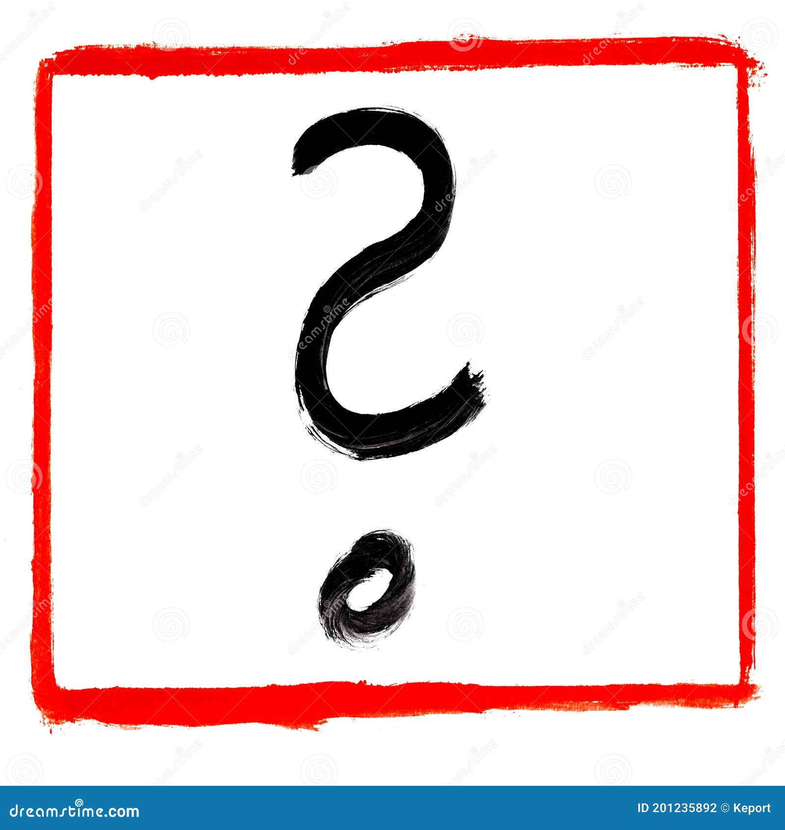 Hand Drawn Question Mark in Red Paintbrush Frame Stock Illustration ...
