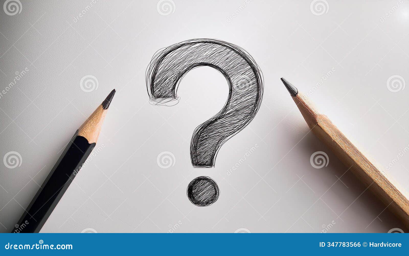 Hand Drawn Question Mark Sketch and Pencil on White Paper Stock ...