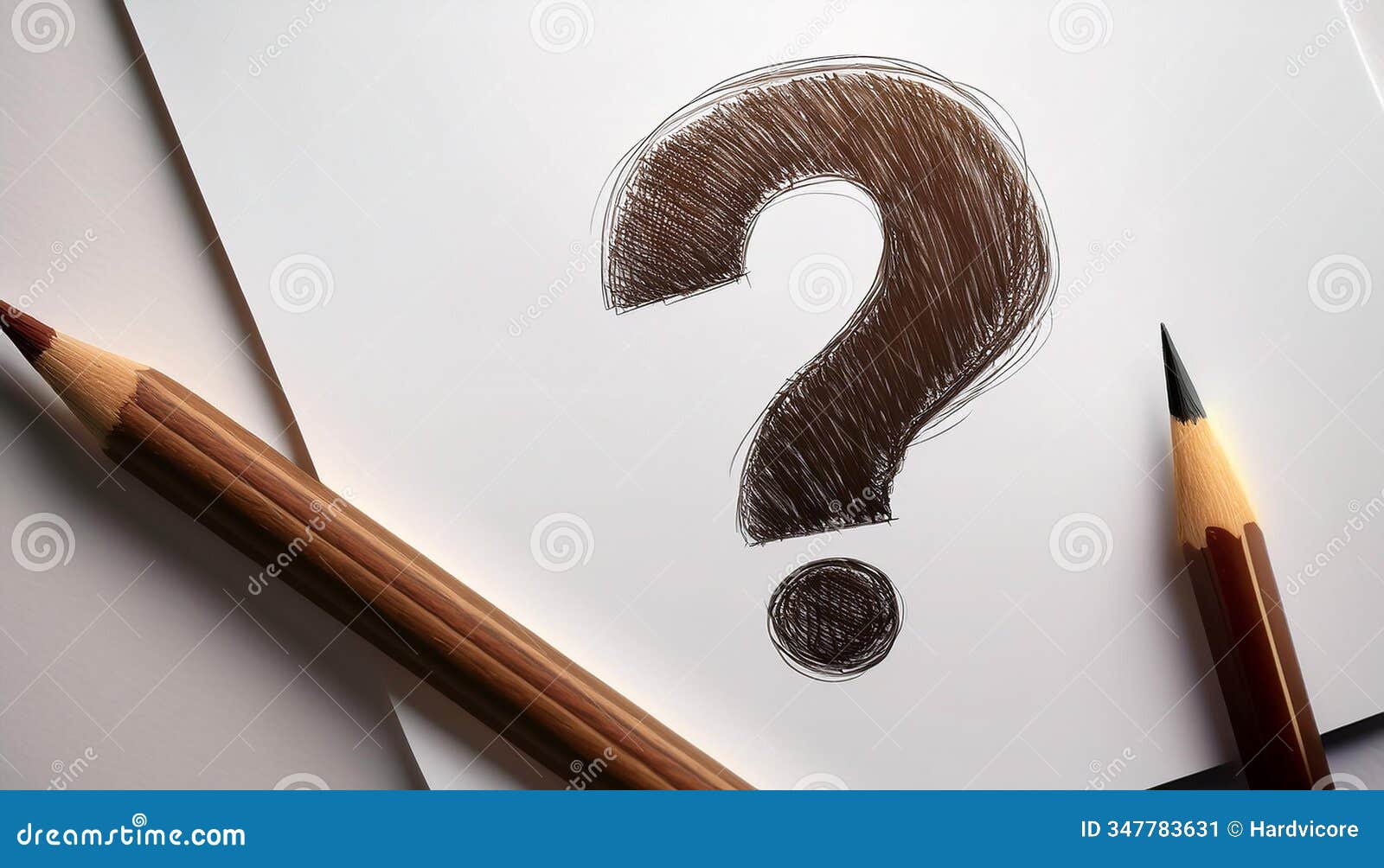 Hand Drawn Question Mark Sketch and Pencil on White Paper Stock ...