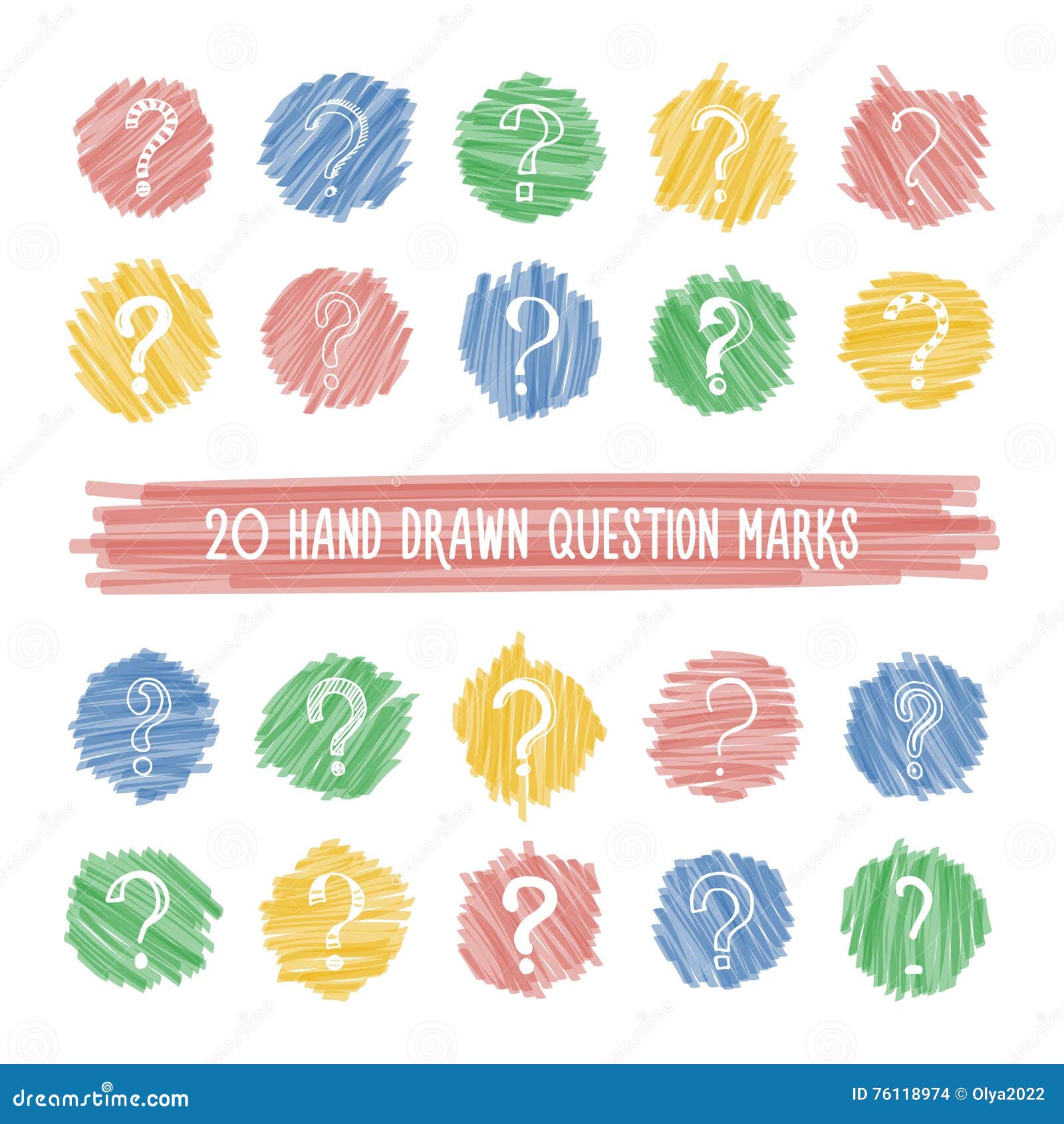 Hand Drawn Question Marks on Highlight Spots Set. Stock Vector ...