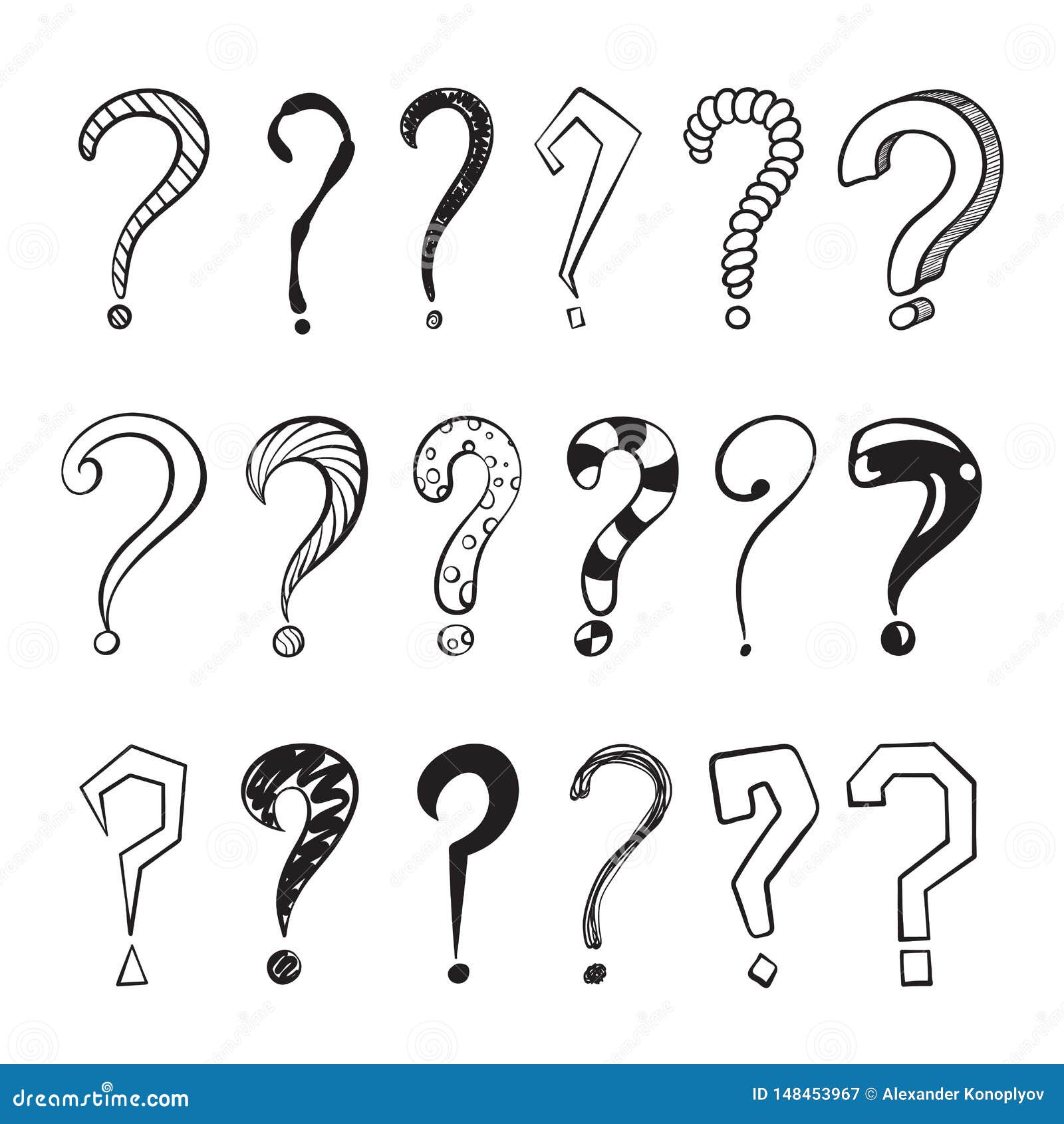 Doodle Interrogation Marks Vector Seamless Background. Endless Pattern ...