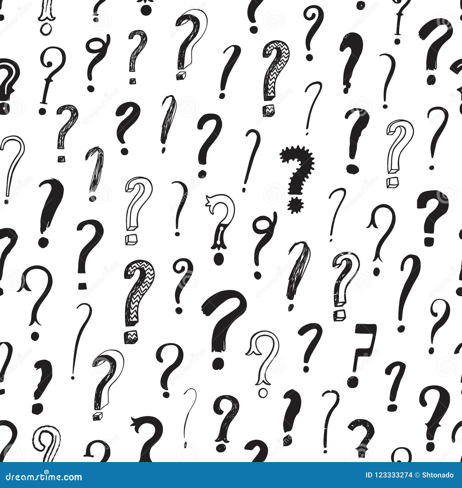 Hand Drawn Question Marks Pattern. Stock Illustration - Illustration of ...