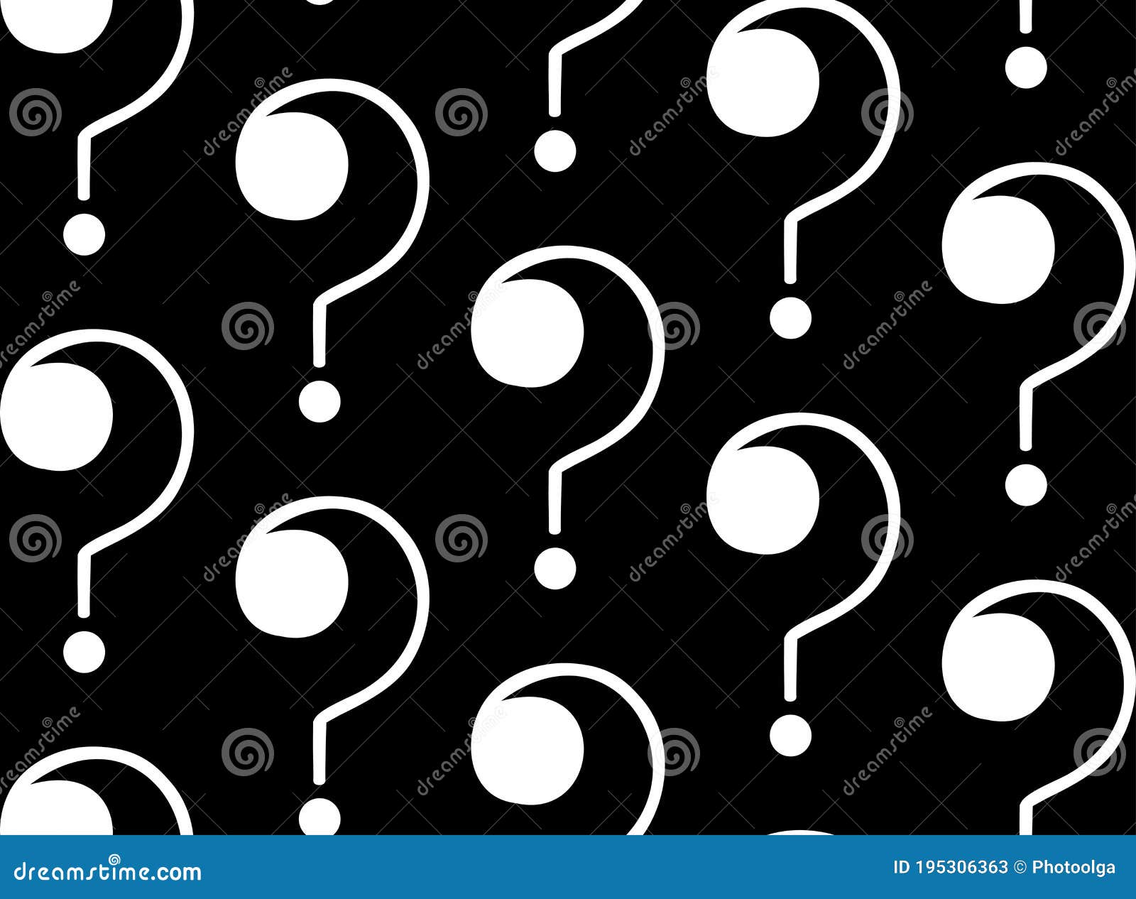 Hand Drawn Question Marks. Black White Seamless Pattern. Vector ...