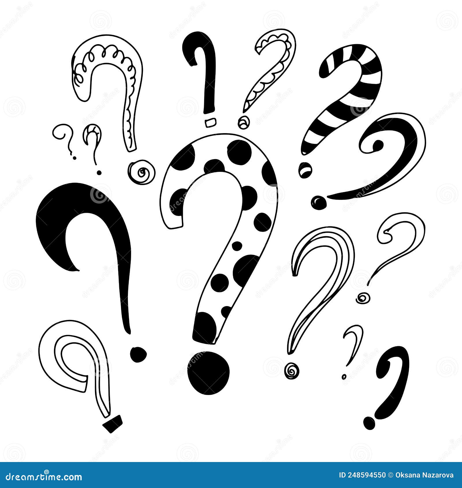 Hand Drawn Question Marks Set in Doodle Style Stock Vector ...