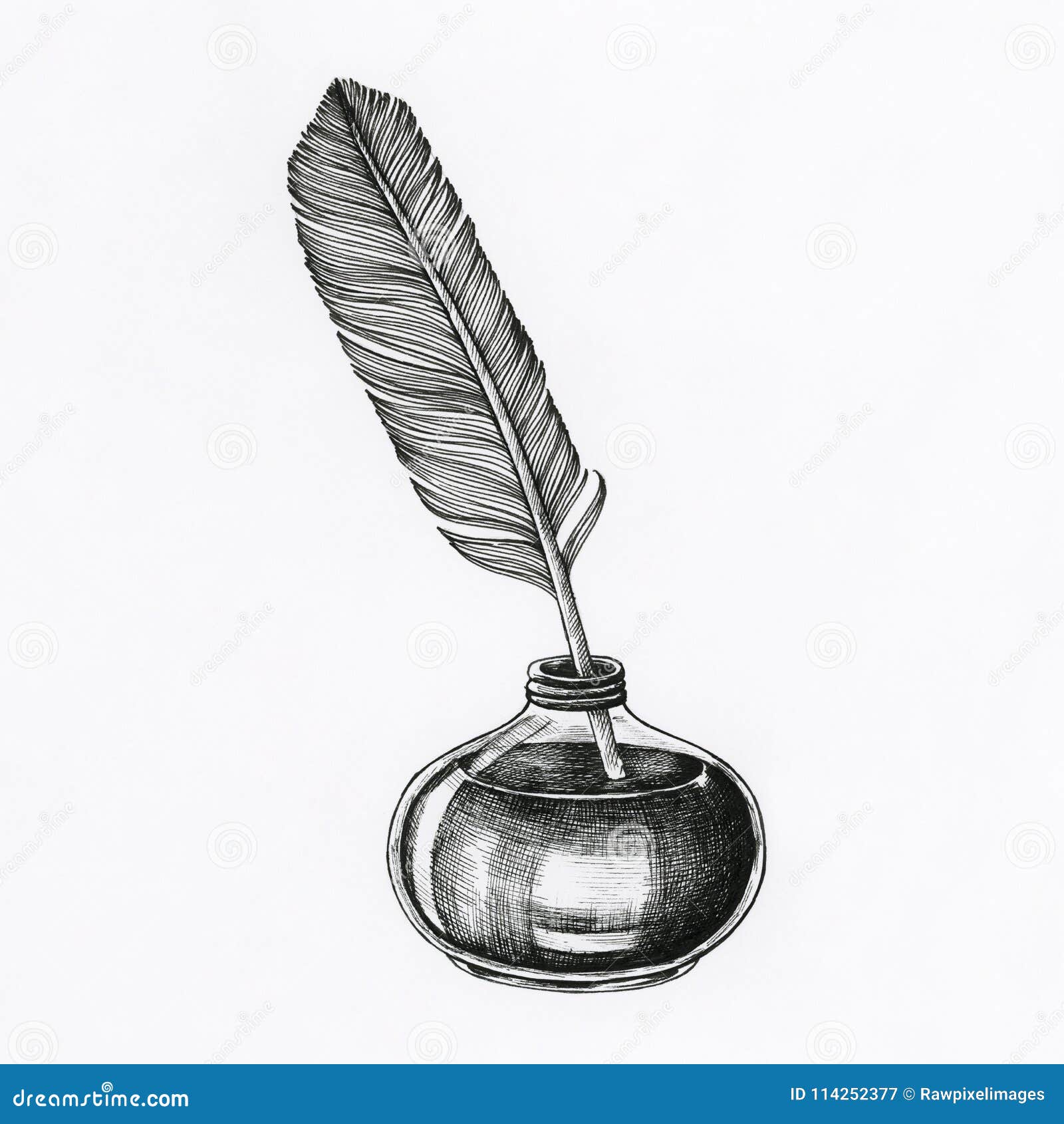 Hand Drawn Quill with Ink Bottle Stock Image - Image of drawing ... Hand Drawn Quill with Ink Bottle Stock Image - Image of drawing ...