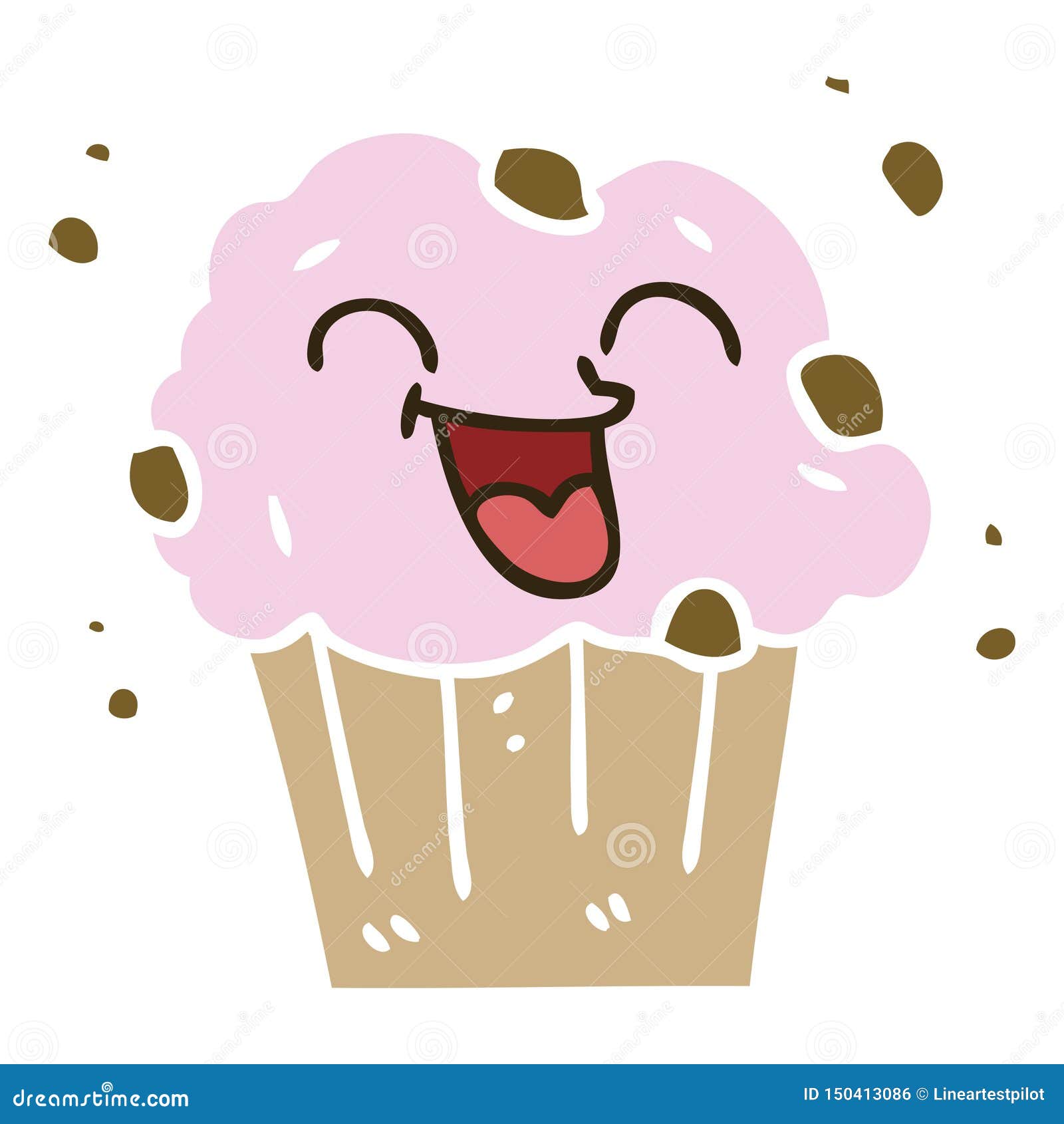 Hand Drawn Quirky Cartoon Happy Muffin Stock Vector - Illustration of ...
