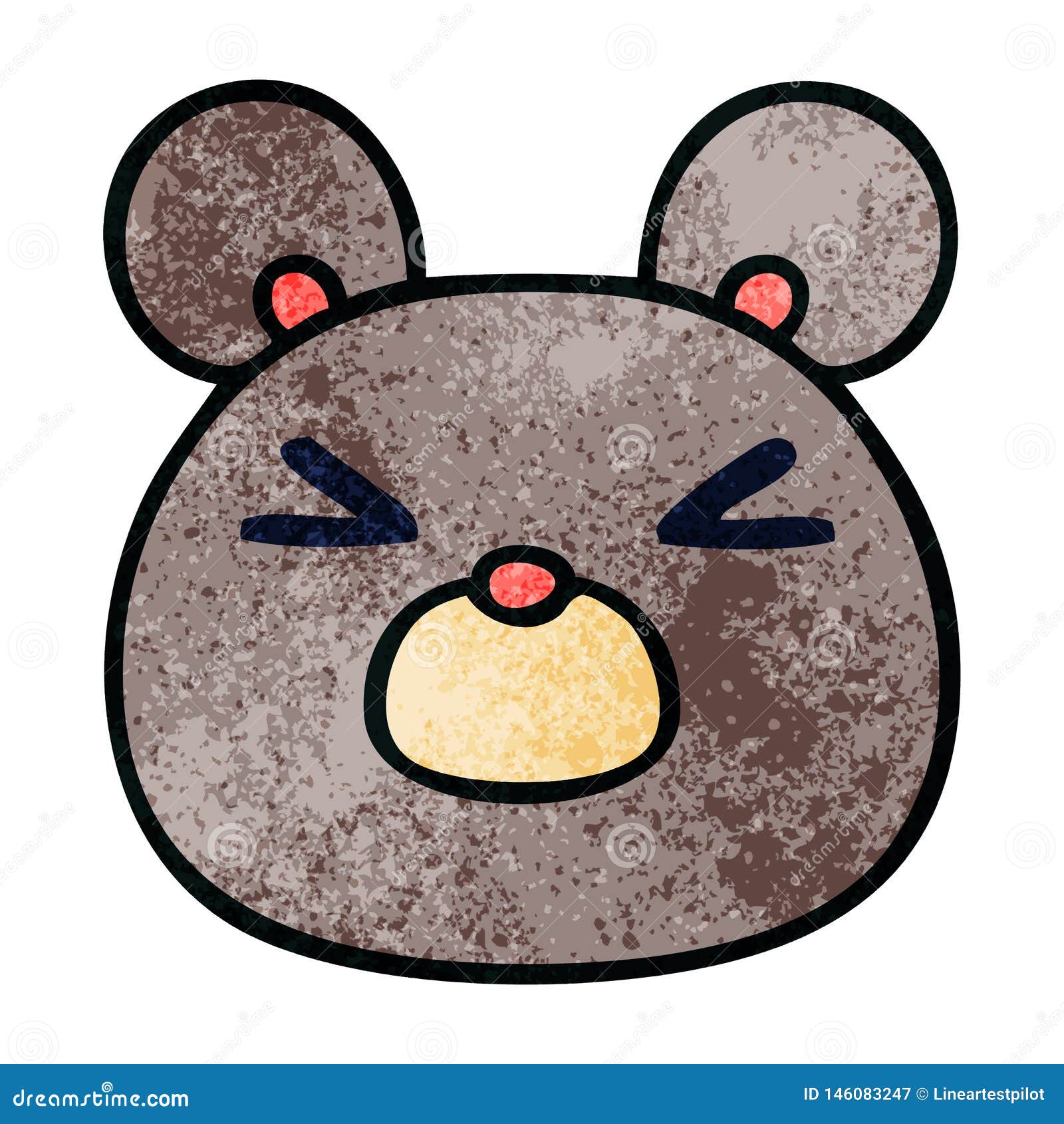 Hand Drawn Quirky Cartoon Mouse Face Stock Vector - Illustration of ...