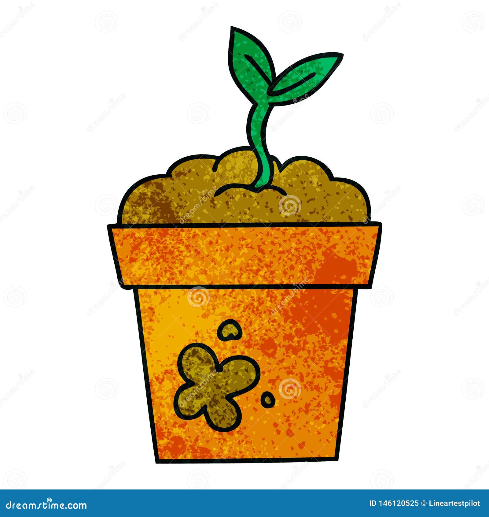 Hand Drawn Quirky Cartoon Seedling Stock Vector - Illustration of ...