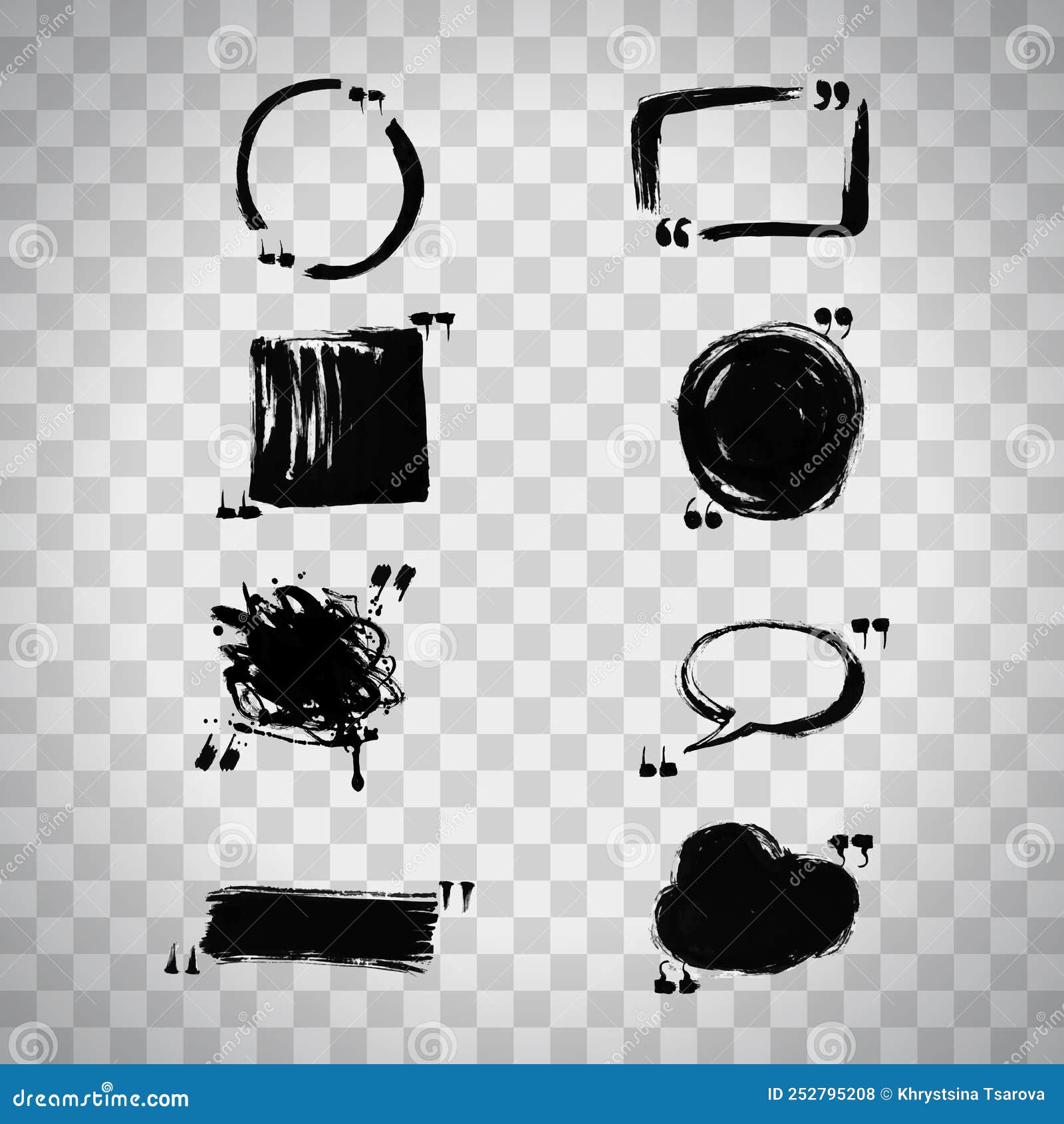 Hand Drawn Quote Frames Created by Dry Brush. Grunge Style Set on the ...