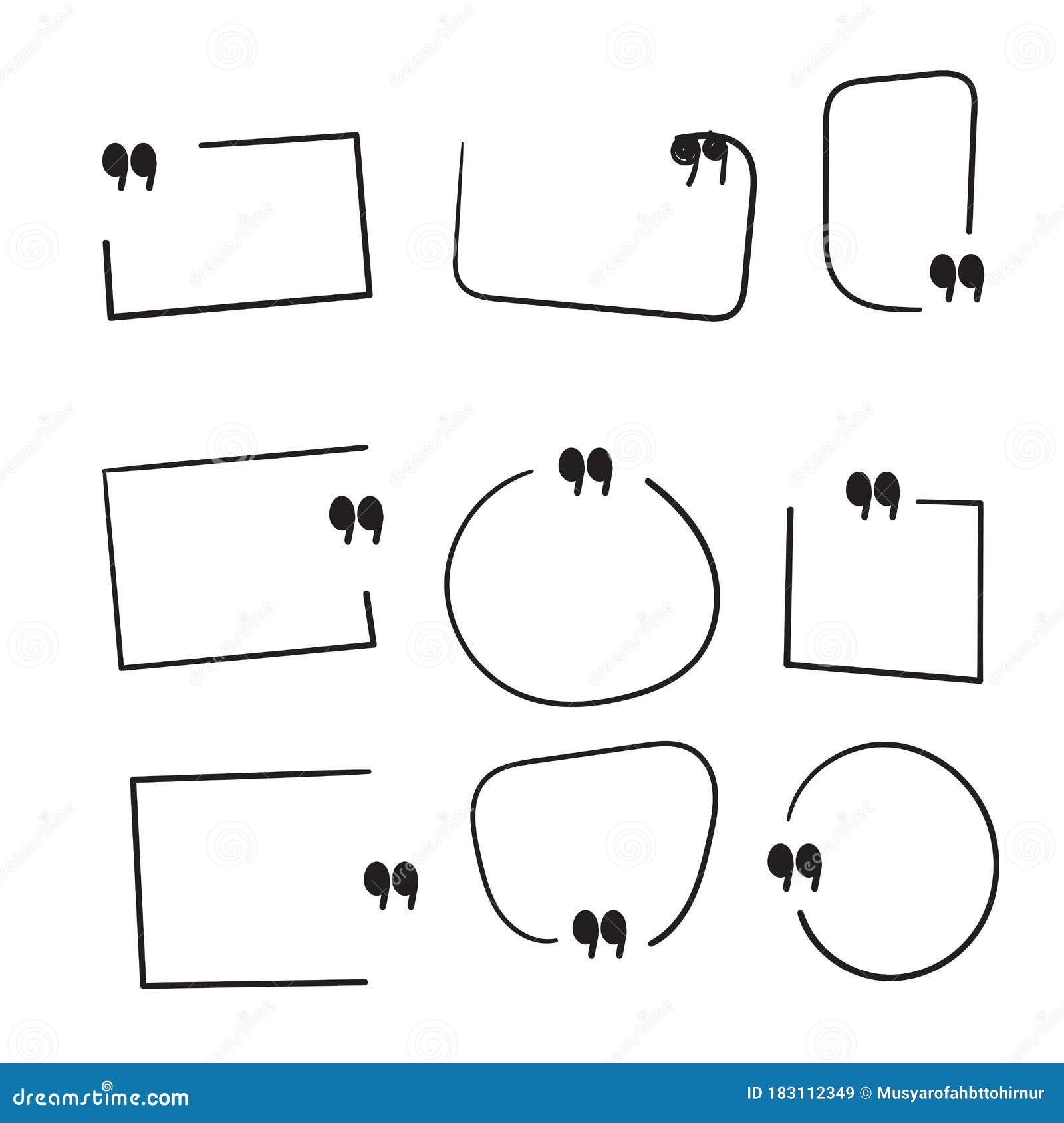 Hand Drawn Quotes Frames. Quote Remark, Mention Quotations Frame Text ...