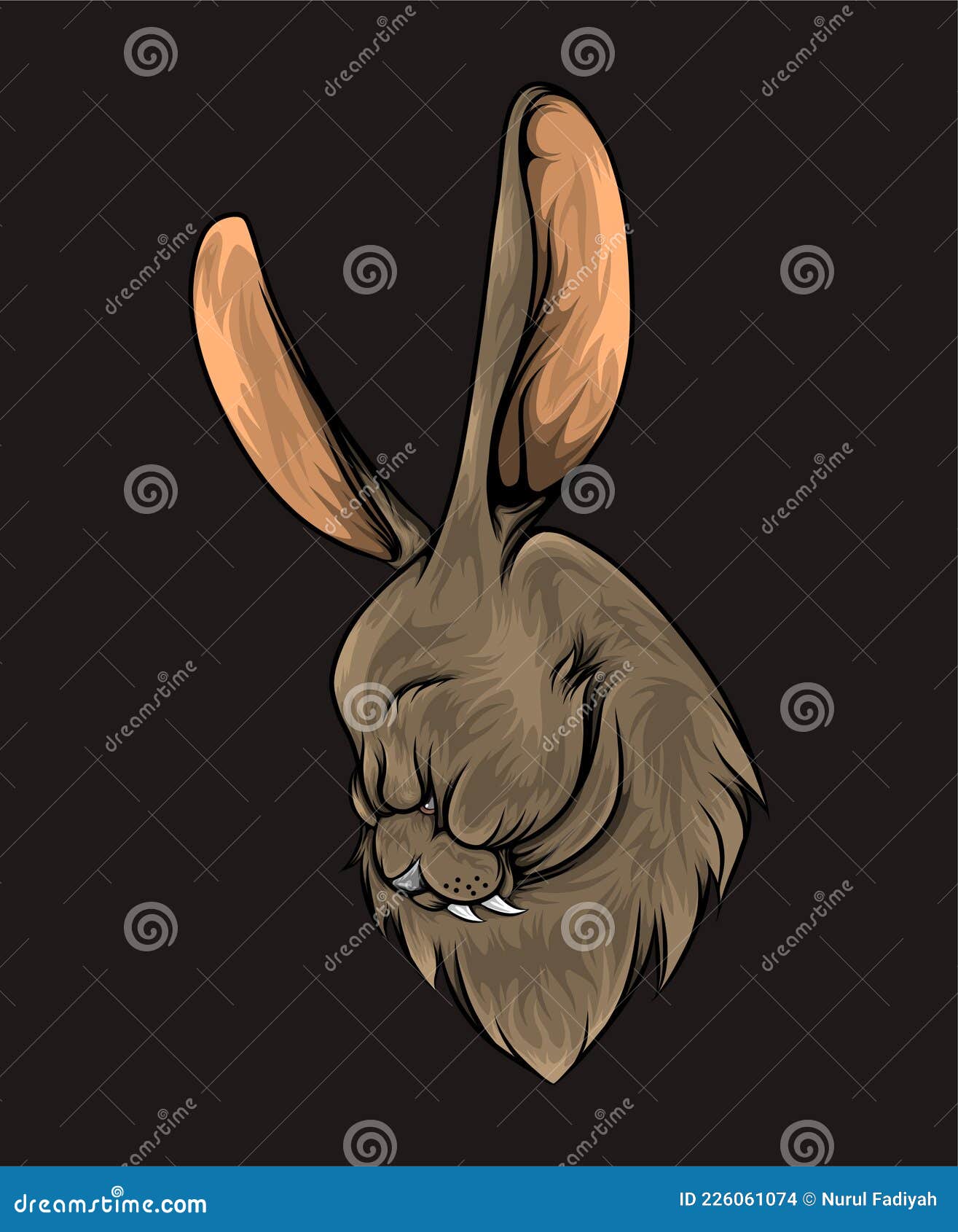 The Hand Drawn of Rabbit Head with the Big and Long Ears Stock Vector ...