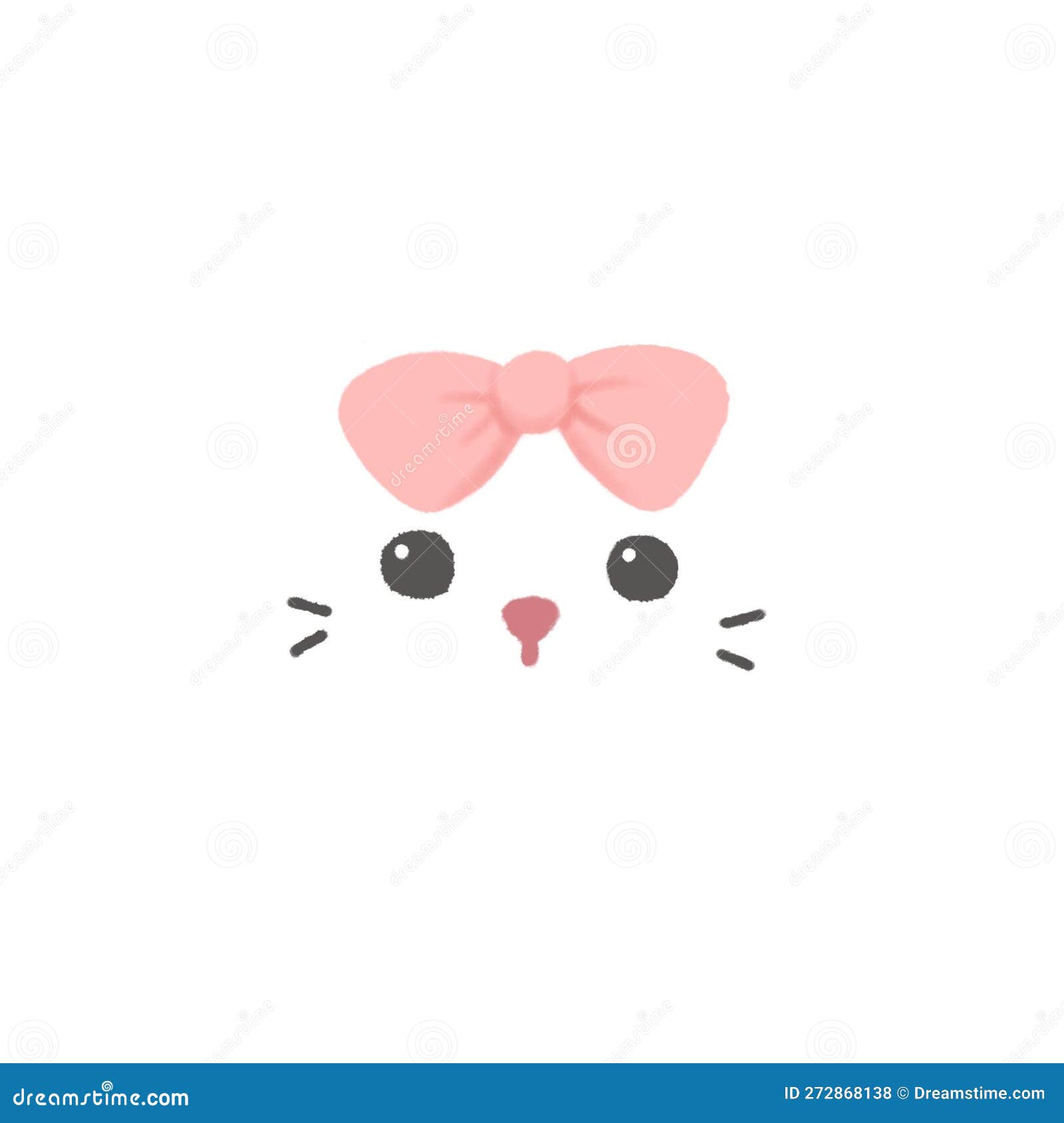 Hand-drawn Rabbit with Pink Ribbon in Doodle Style Stock Illustration ...