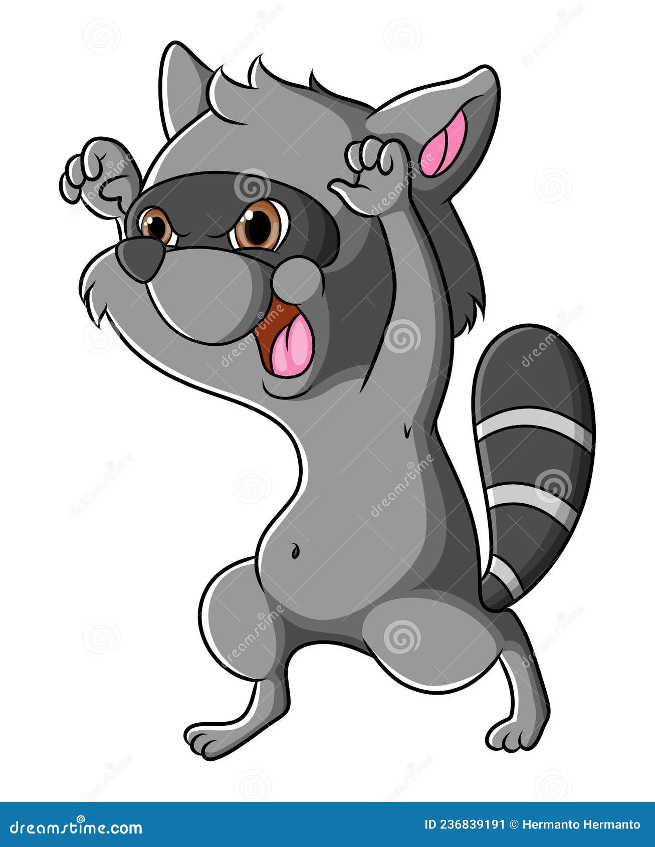 The Hand Drawn of the Raccoon Scare the People Stock Vector ...